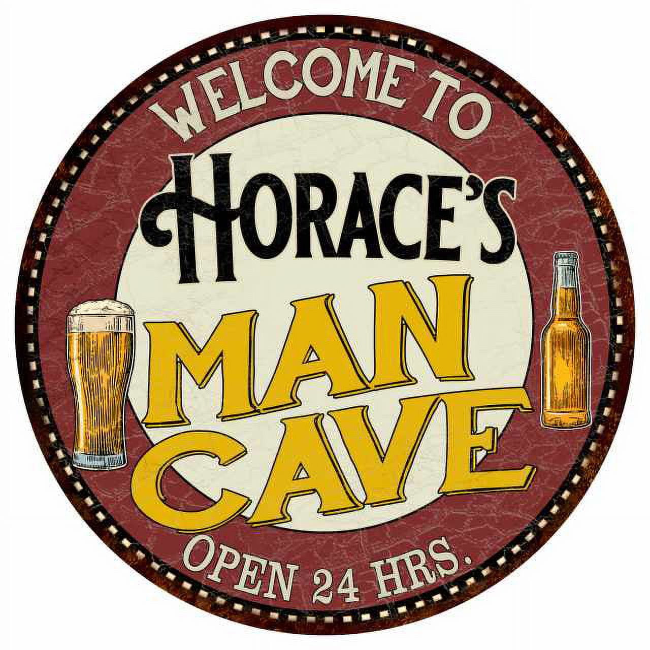 Horace's Man Cave 14" Round Metal Sign Kitchen Bar Wall Decor ...