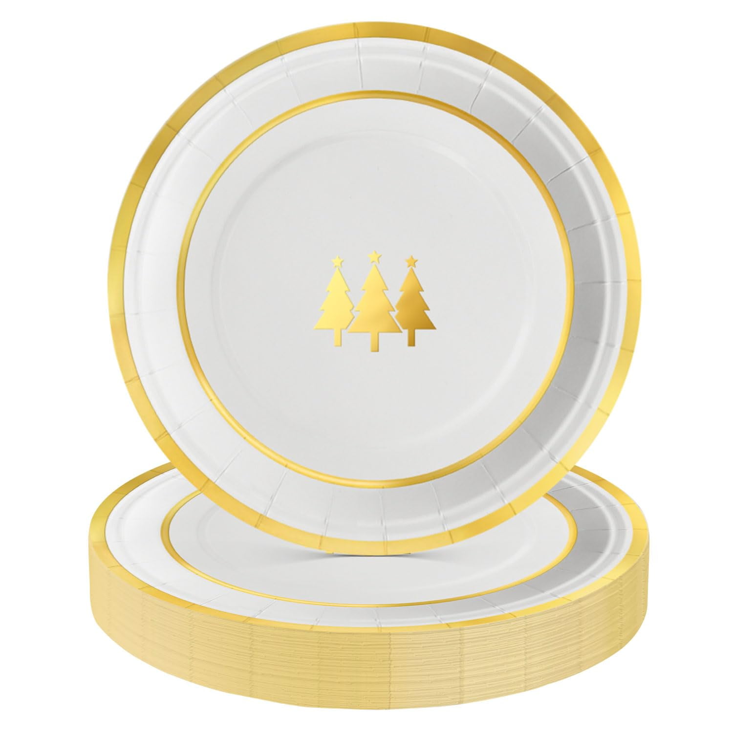 Horaldaily 40Pcs Christmas Paper RRF12 Plates, Gold Foil Christmas Pine ...