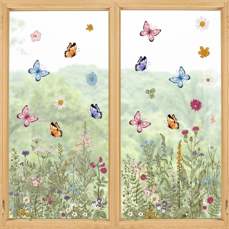 Horaldaily 60PCS Spring Summer Window Cling Sticker, Hand Painted Wild ...