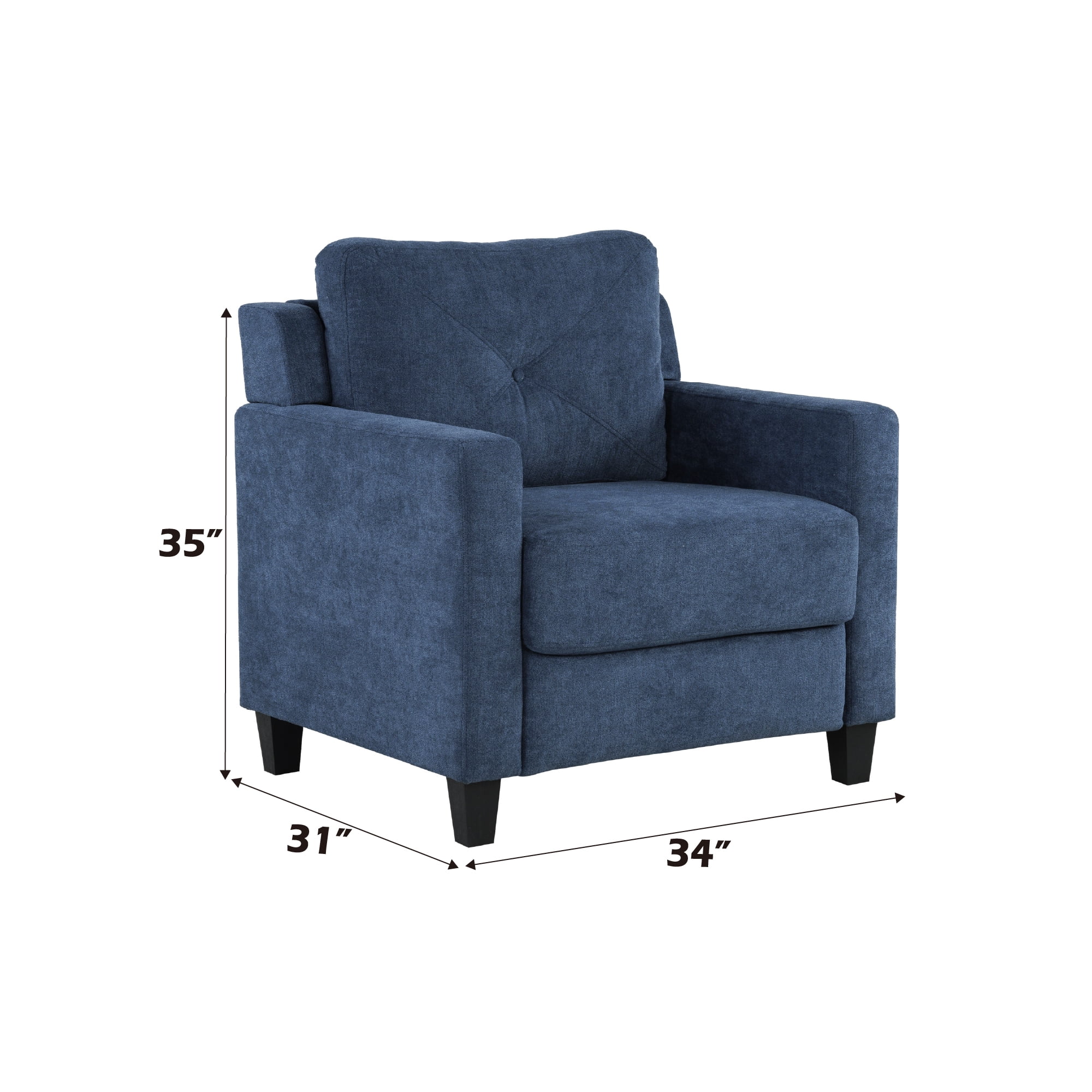 Horatio Navy Chenille Accent Chair for Living Room - Comfortable ...