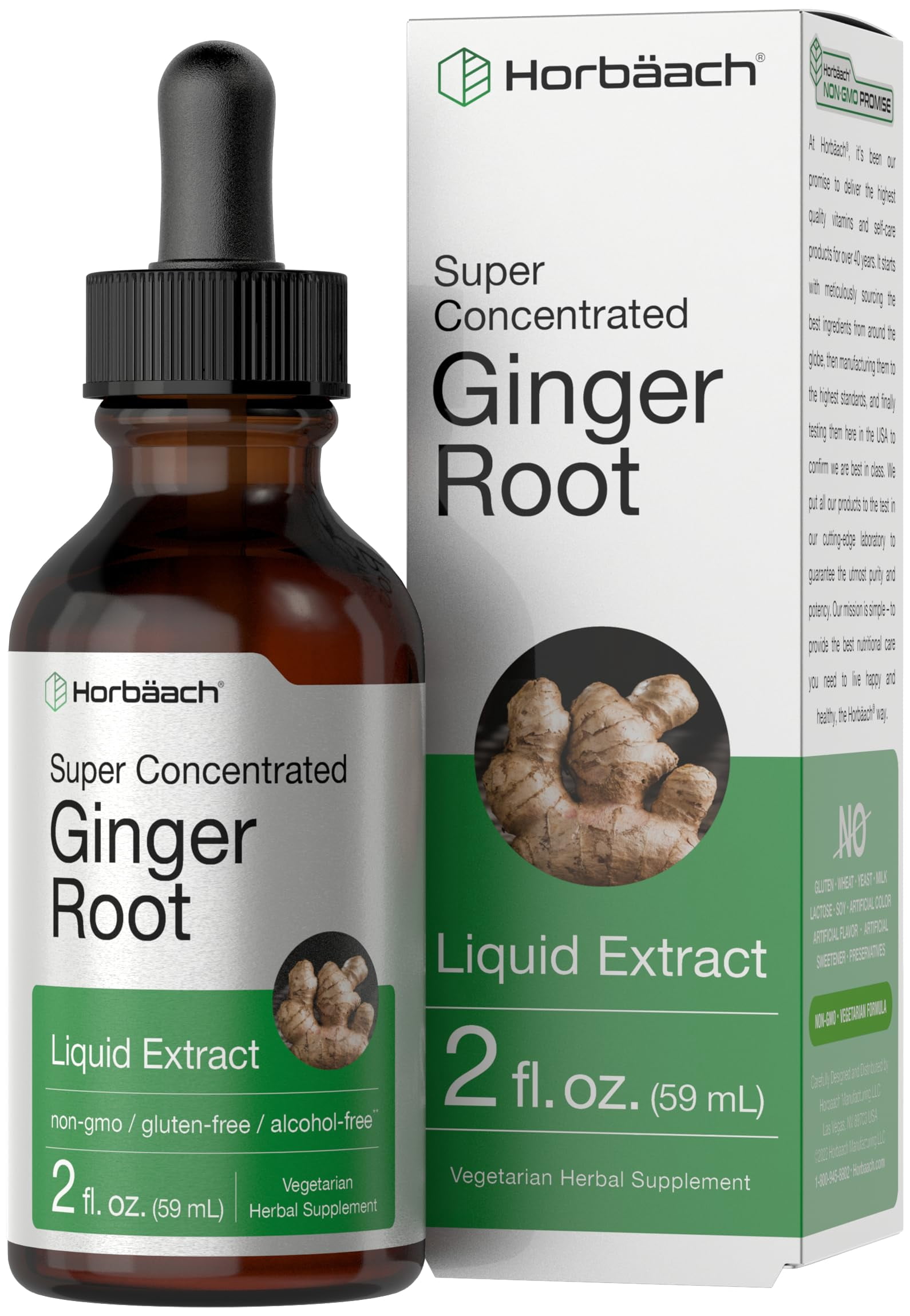 HorbÃ¤ach Ginger Root Extract Liquid | 2 oz | Alcohol Free Supplement ...