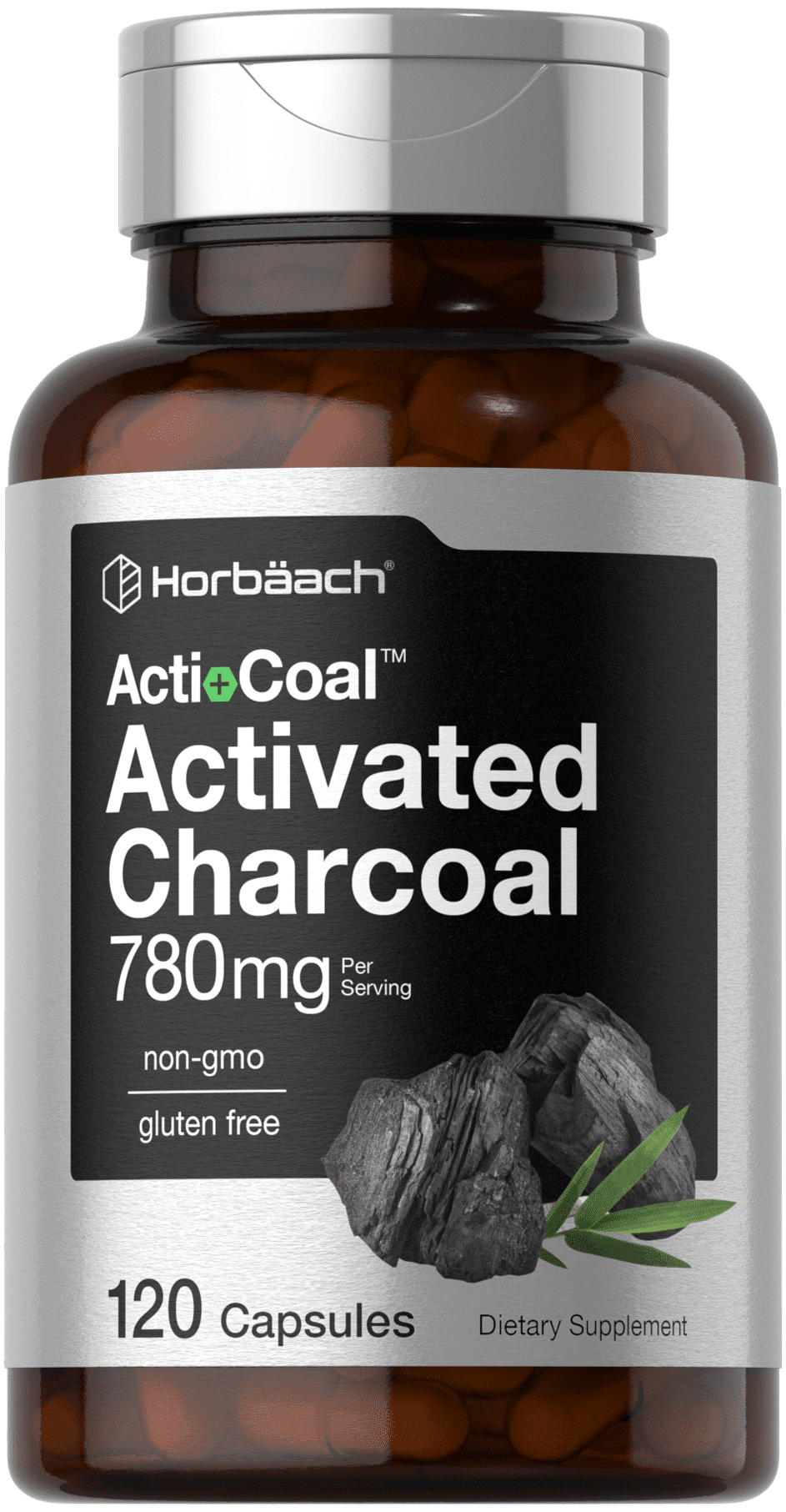 Horbaach Activated Charcoal Capsules, 780mg, Coconut Shell, 120 ...