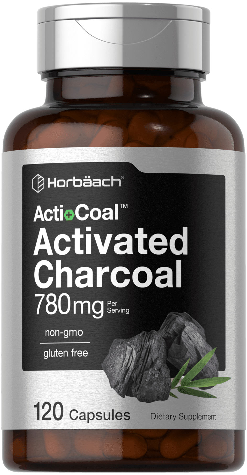 Horbaach Charcoal Pills 780mg | 120 Capsules | Activated Charcoal from ...