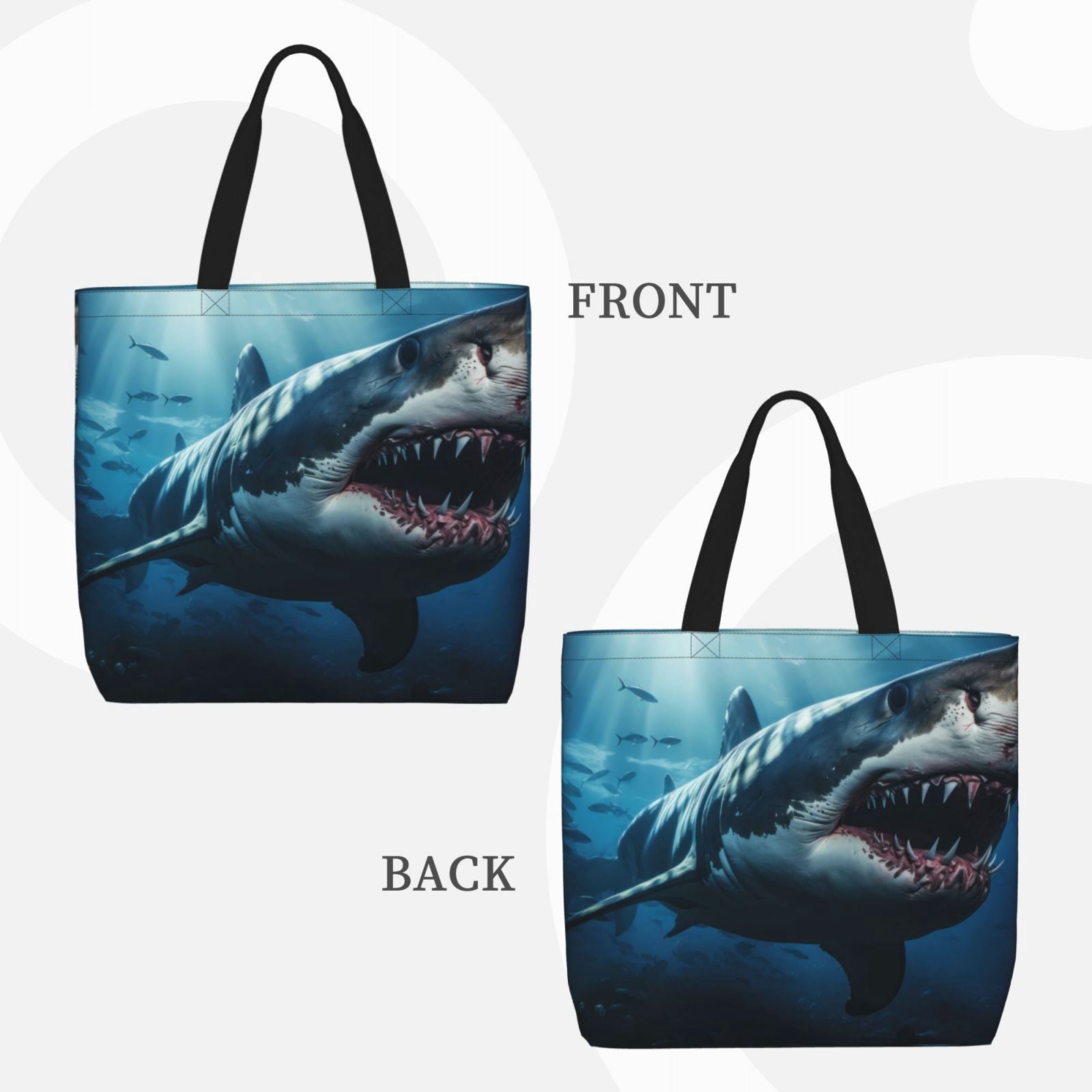 Horeoi 3D Realistic Shark for Reinforced Shoulder Tote Bag Scratch ...