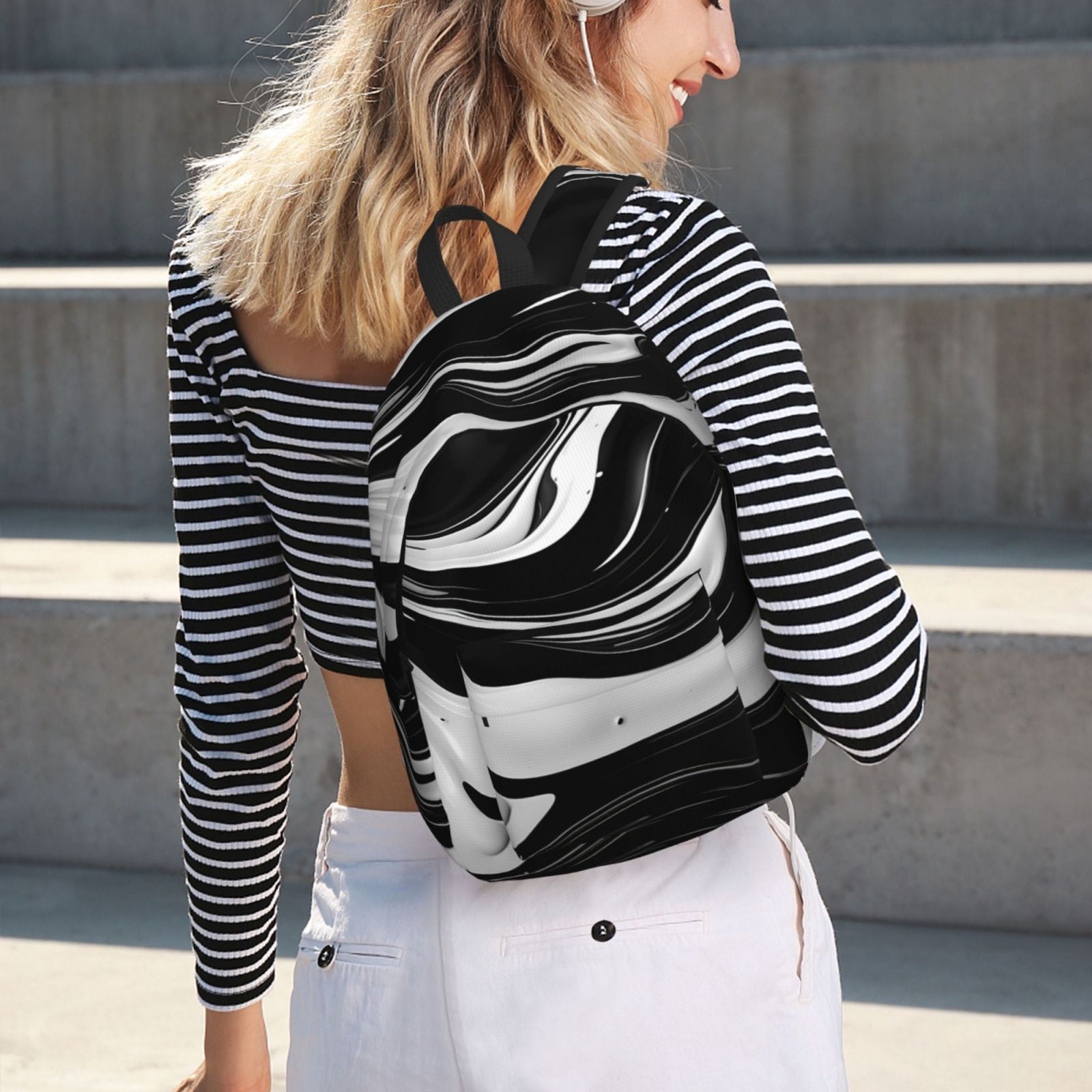 Horeoi Abstract Black White Swirls for Canvas Backpack for School ...