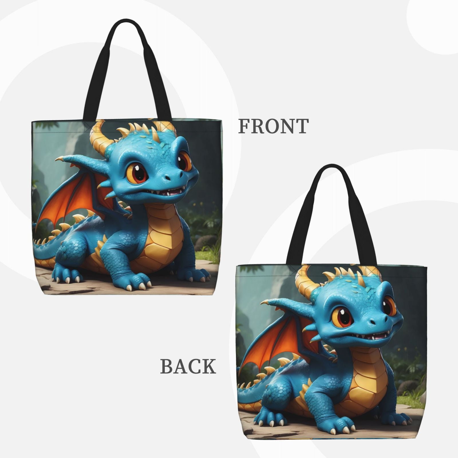 Horeoi Adorable Blue Baby Dragon for Reinforced Shoulder Tote Bag ...
