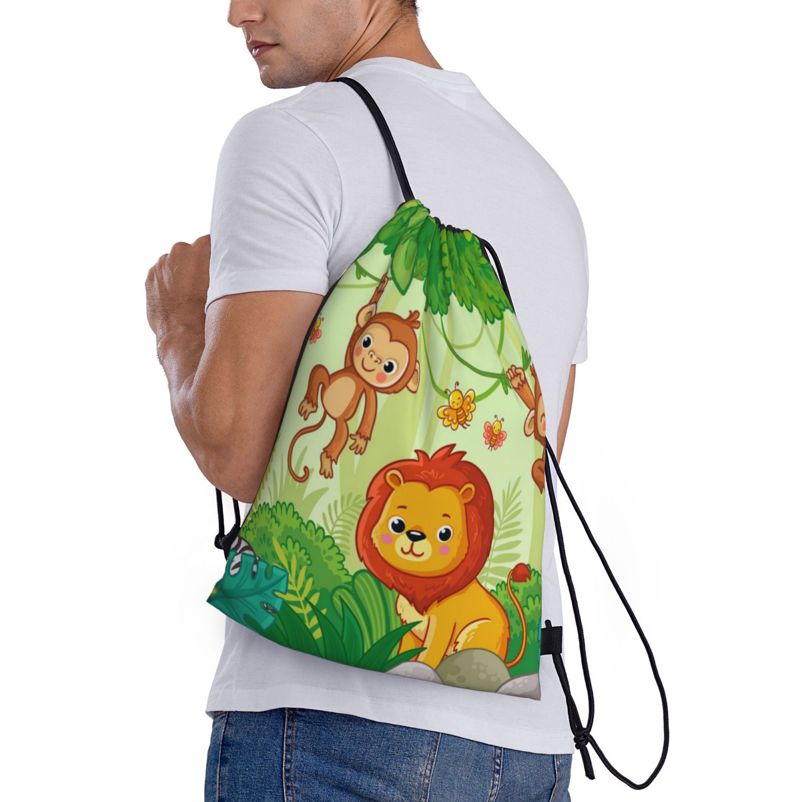 Horeoi African Animals in the Jungle Print Drawstring Bags for Gym ...