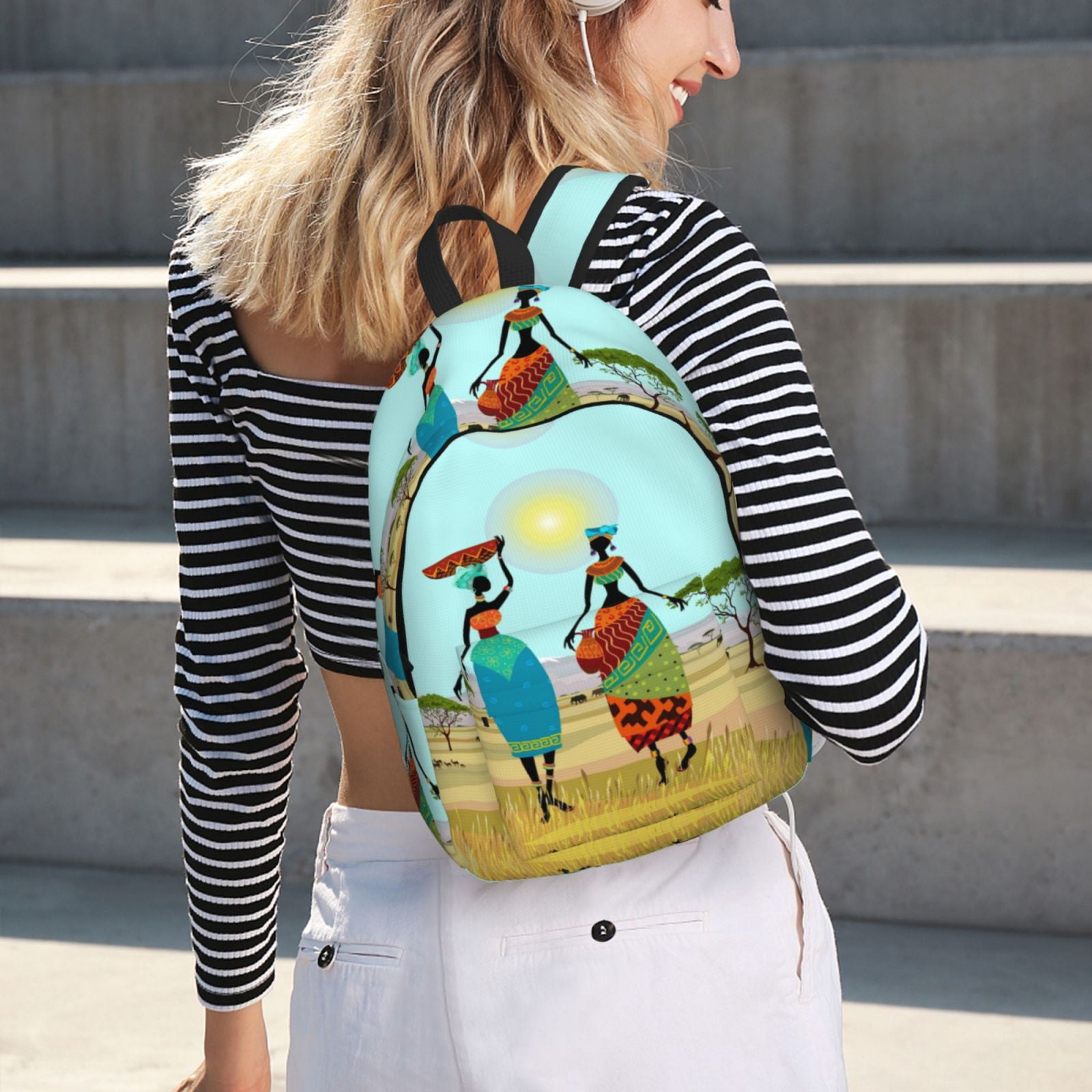 Horeoi African Women for Canvas Backpack for School Outdoor Travel Use ...