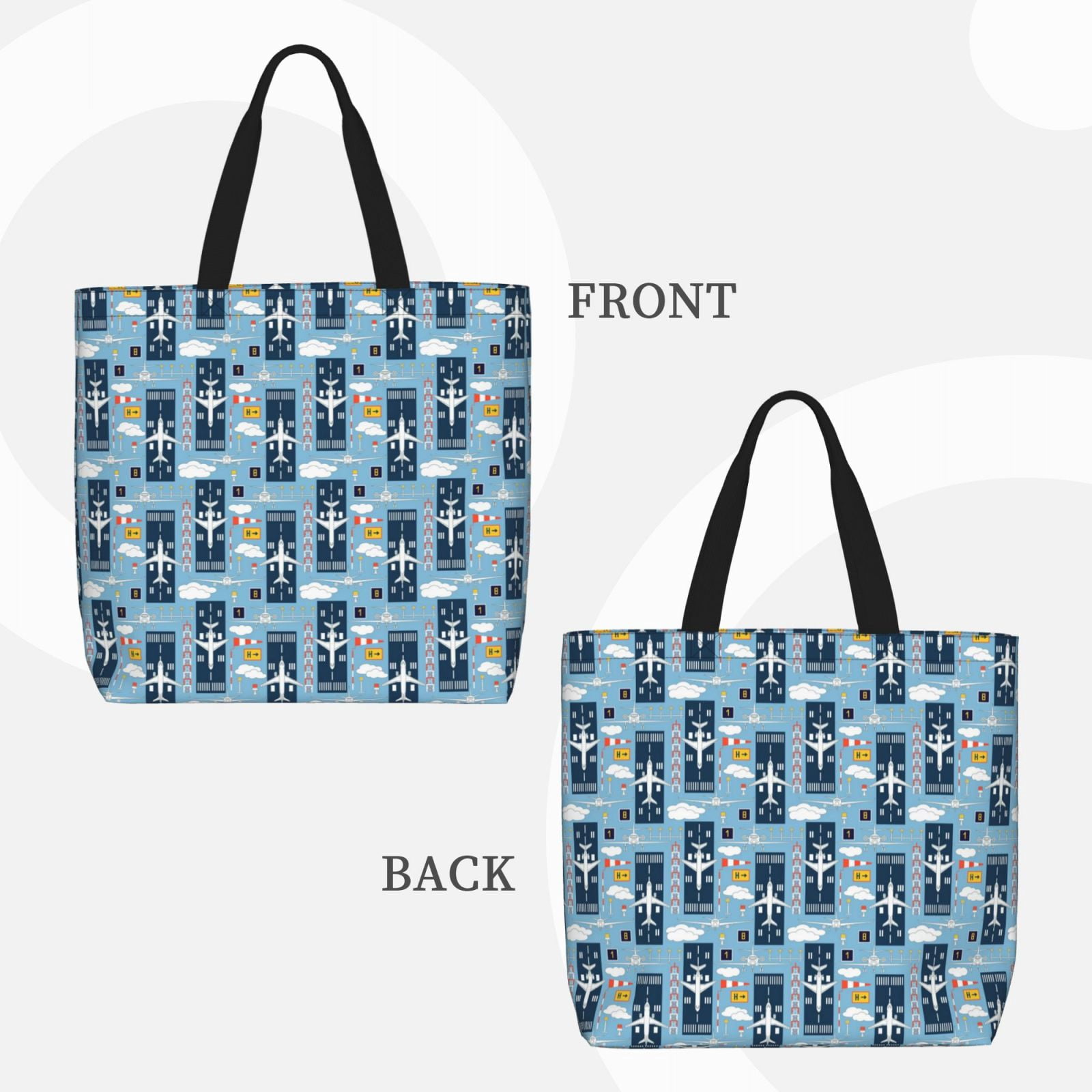 Horeoi Airplanes and Aviation Signs for Reinforced Shoulder Tote Bag ...