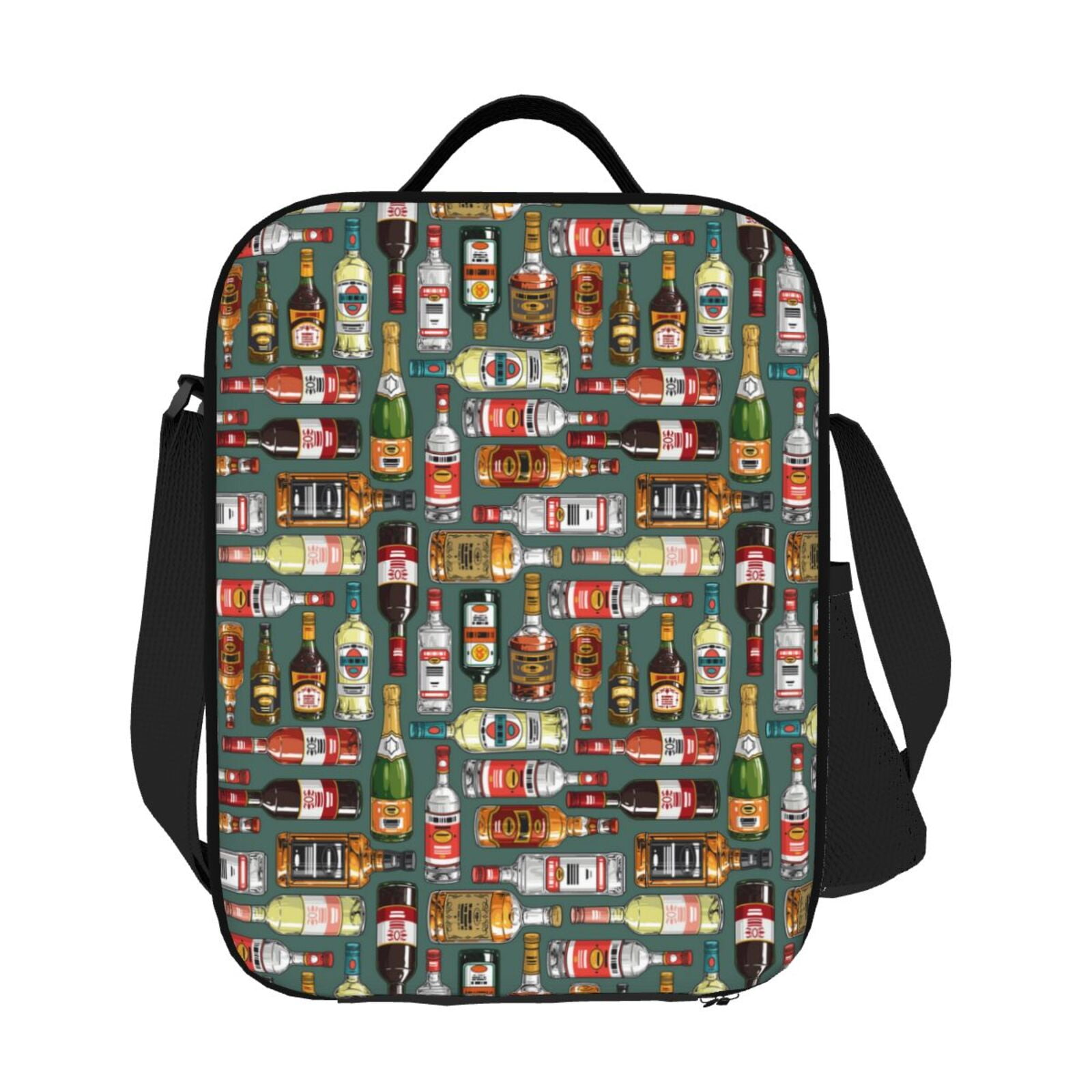Horeoi Alcohol Bottles Pattern Insulated Thermal Lunch Bag with ...