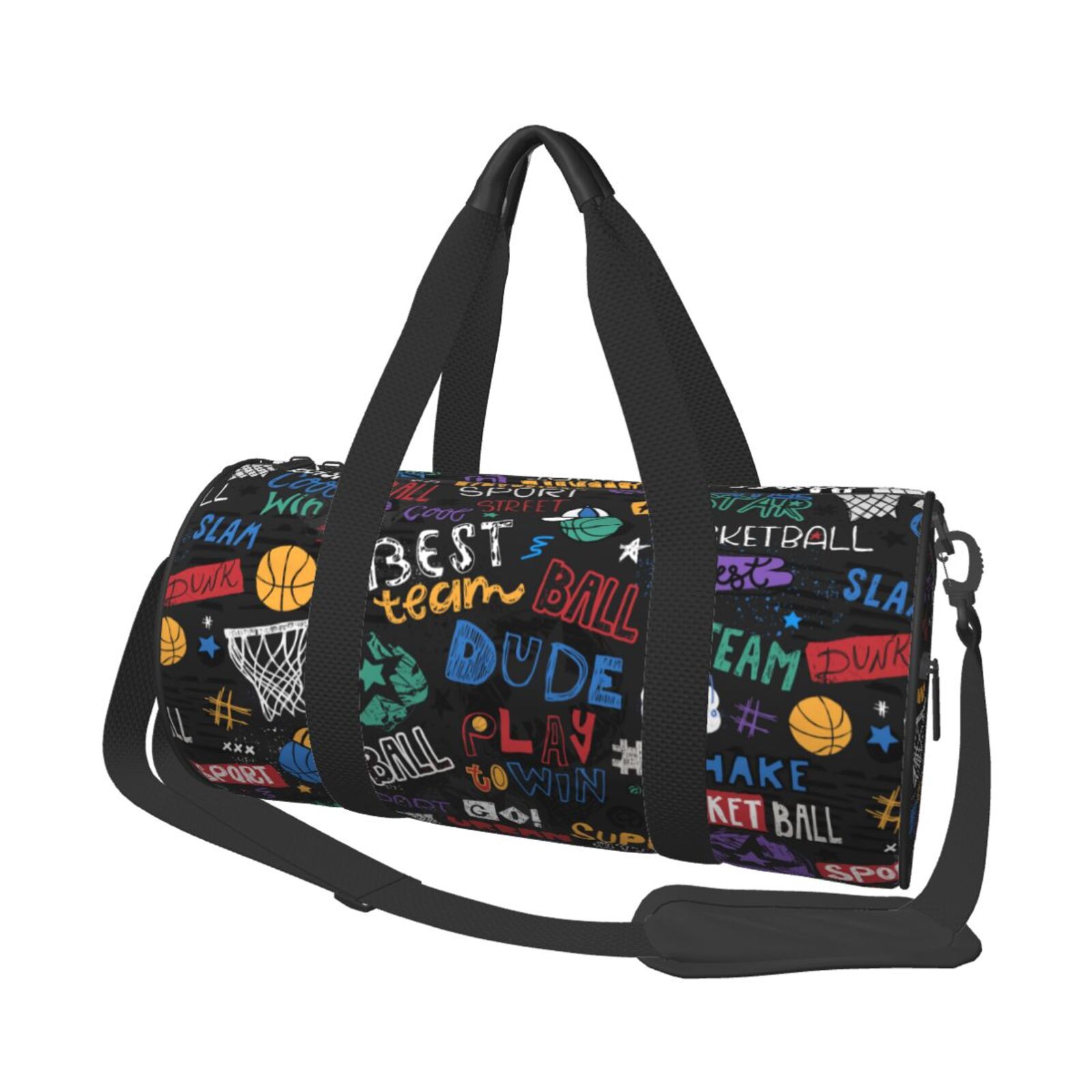 Horeoi Basketball Print Foldable Travel Duffle Bag with Removable Strap ...