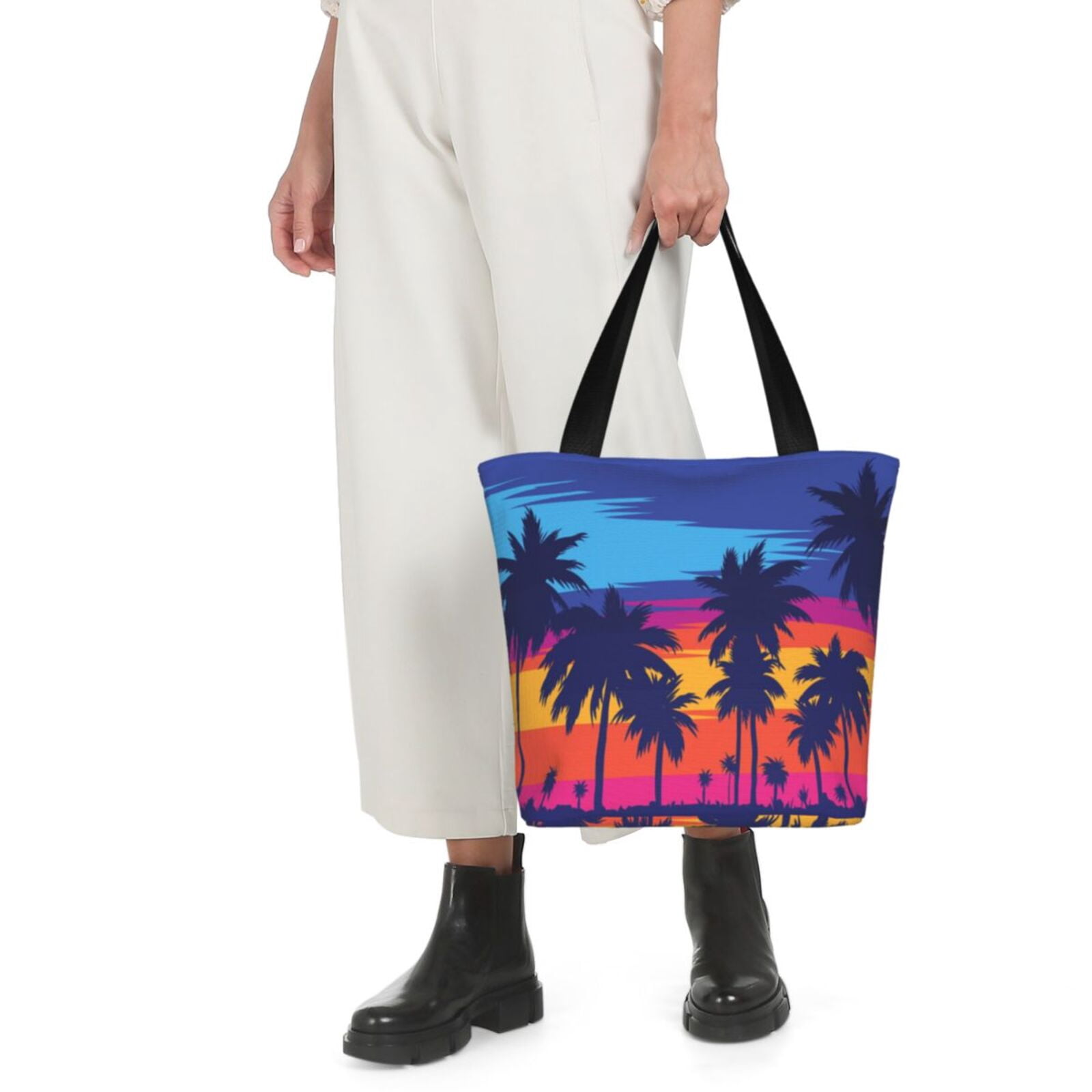Horeoi Beach with Palm Trees Print Shoulder Bag for Women Large ...