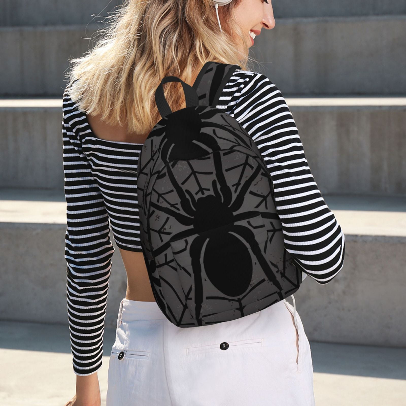 Horeoi Black Spider On Web 1 for Canvas Backpack for School Outdoor ...