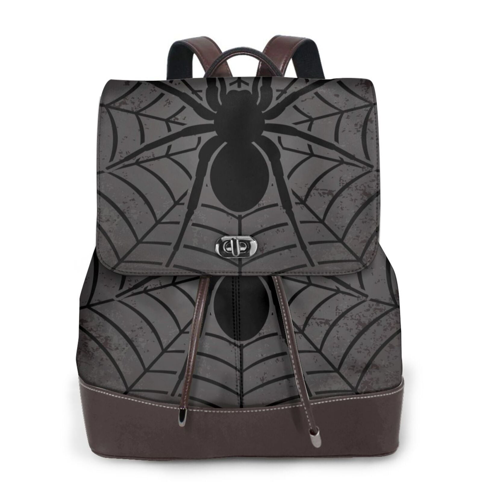 Horeoi Black Spider On Web 1 for Womens Leather Backpack for School ...