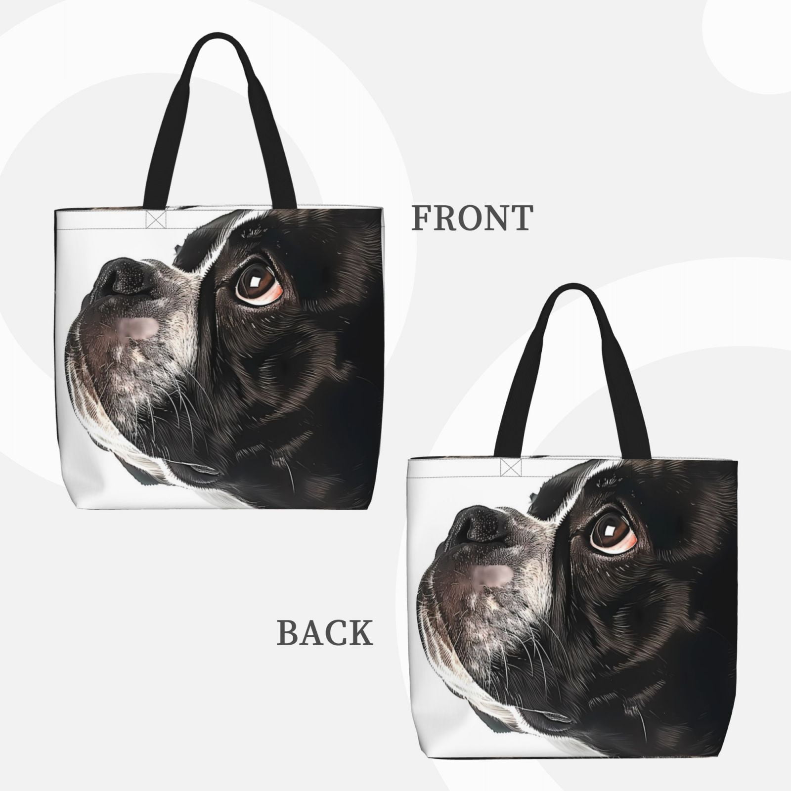 Horeoi Black And White Boston Terrier for Reinforced Shoulder Tote Bag ...