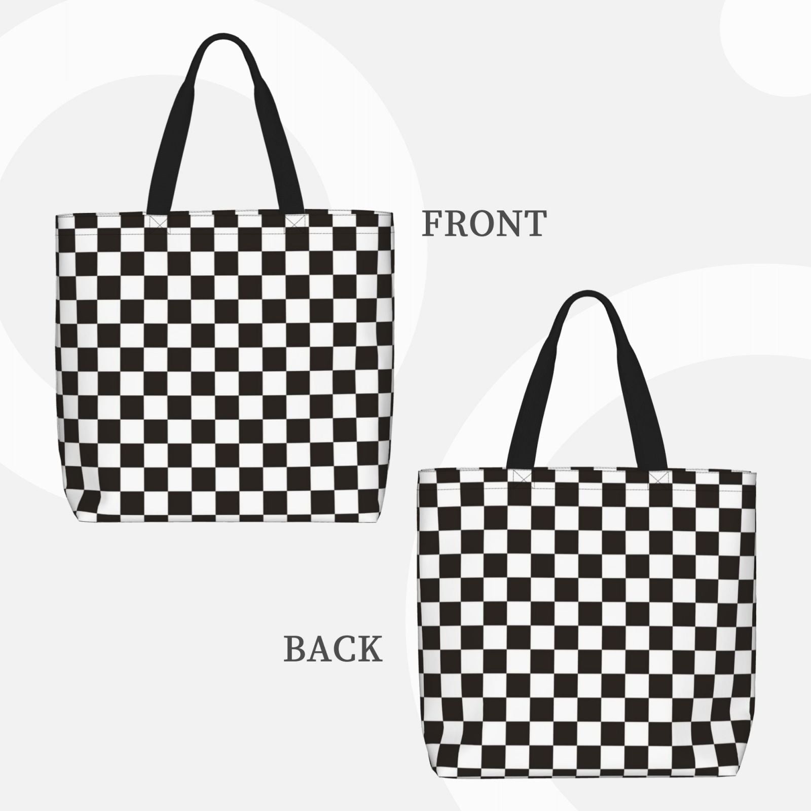 Horeoi Black and White Checkerboard for Reinforced Shoulder Tote Bag ...