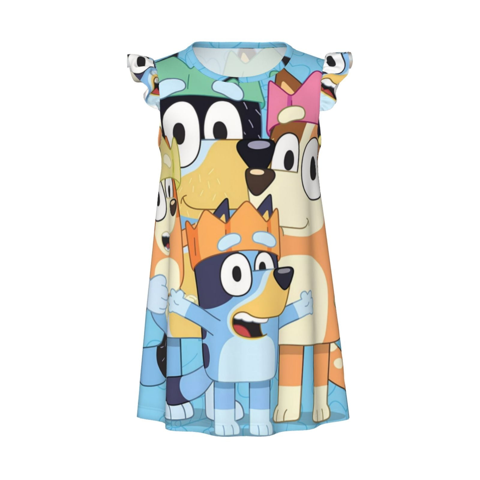 Horeoi Bluey Print Girls Princess Nightgowns Flutter Sleeves Night ...