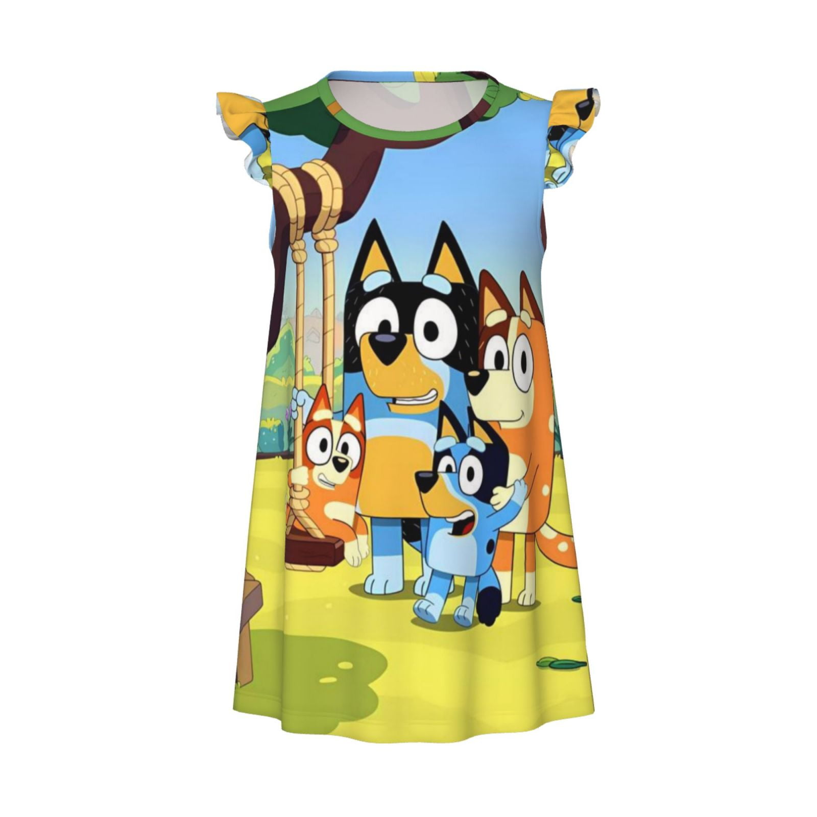 Horeoi Bluey Print Girls Princess Nightgowns Flutter Sleeves Night ...