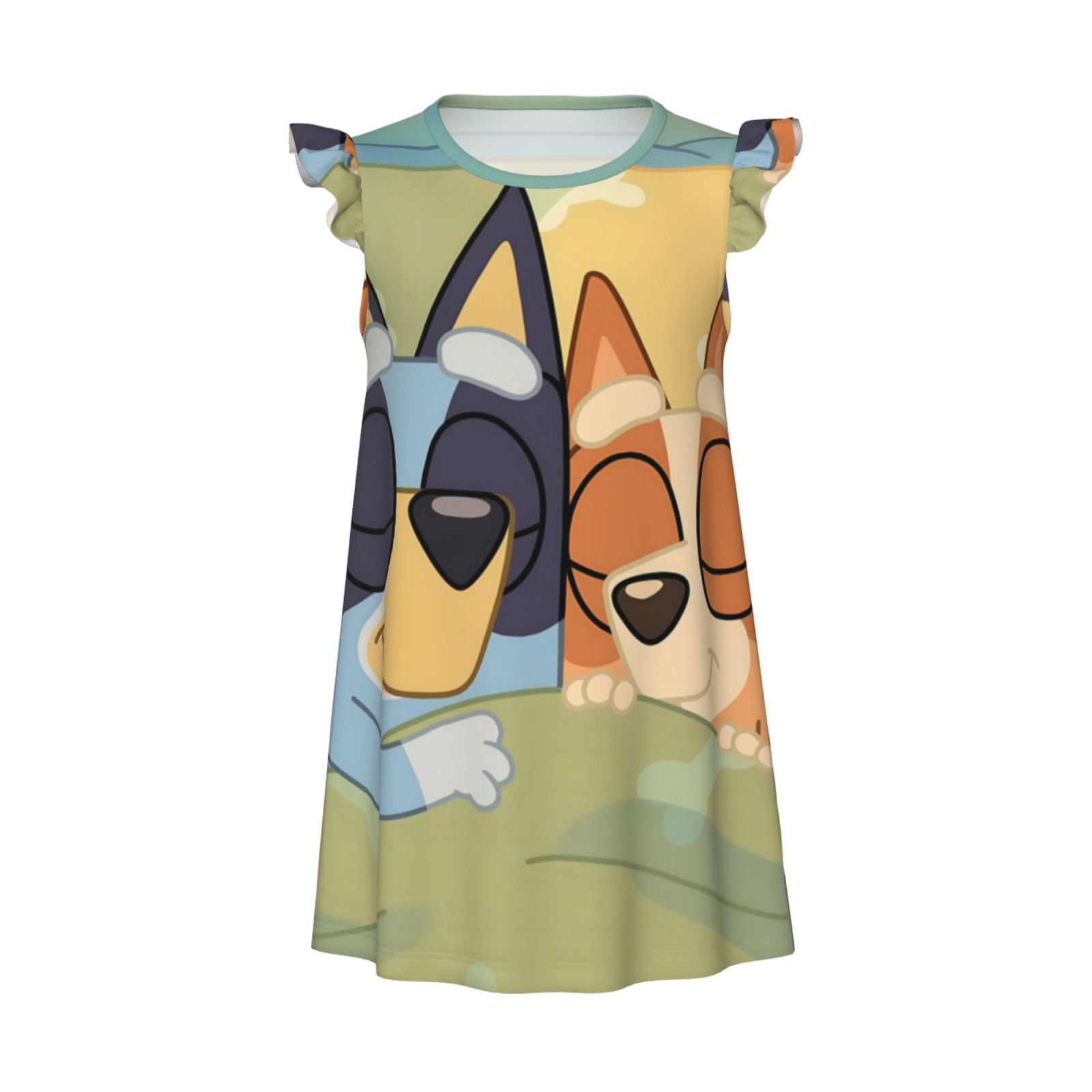 Horeoi Bluey Print Girls Princess Nightgowns Flutter Sleeves Night ...