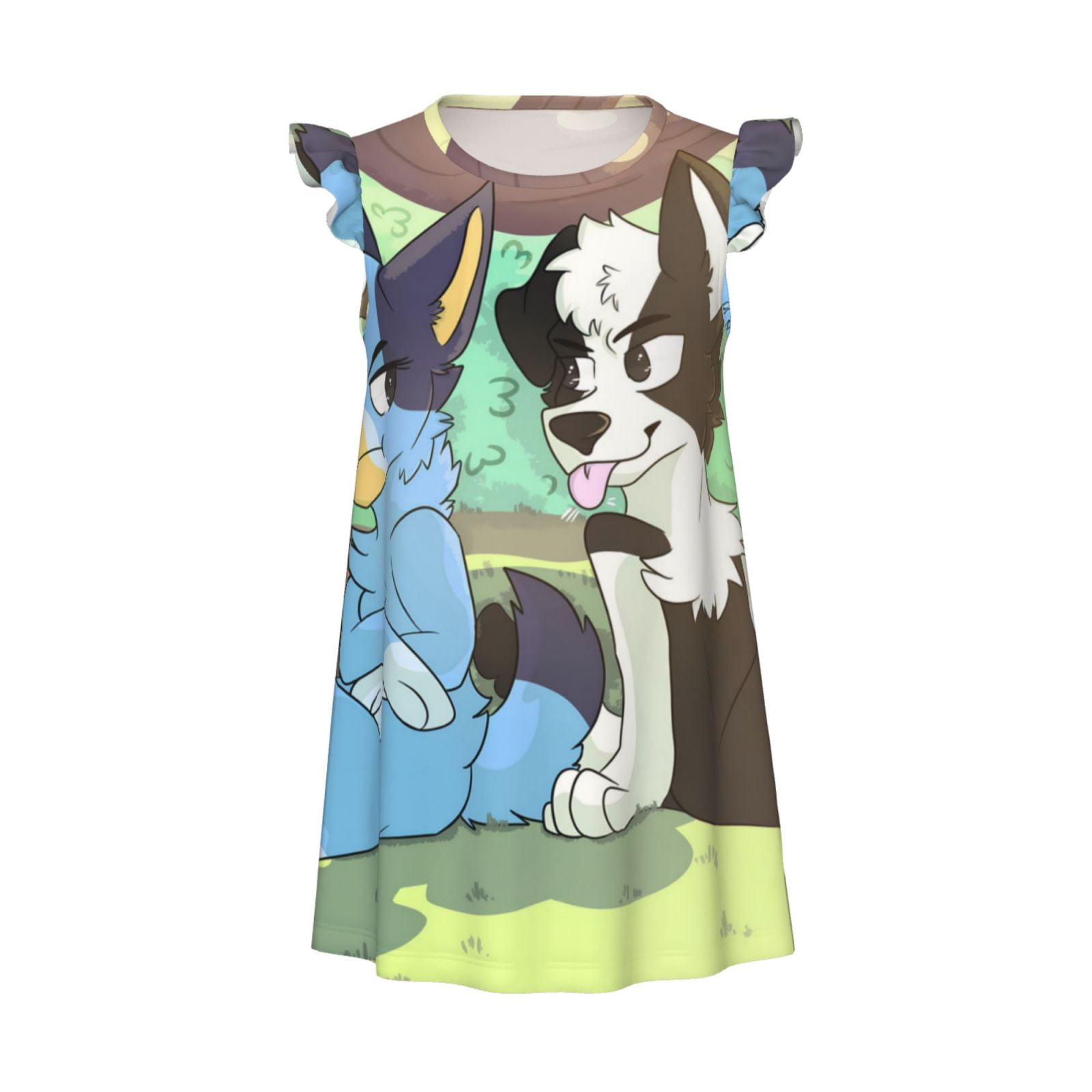Horeoi Bluey Print Girls Princess Nightgowns Flutter Sleeves Night ...