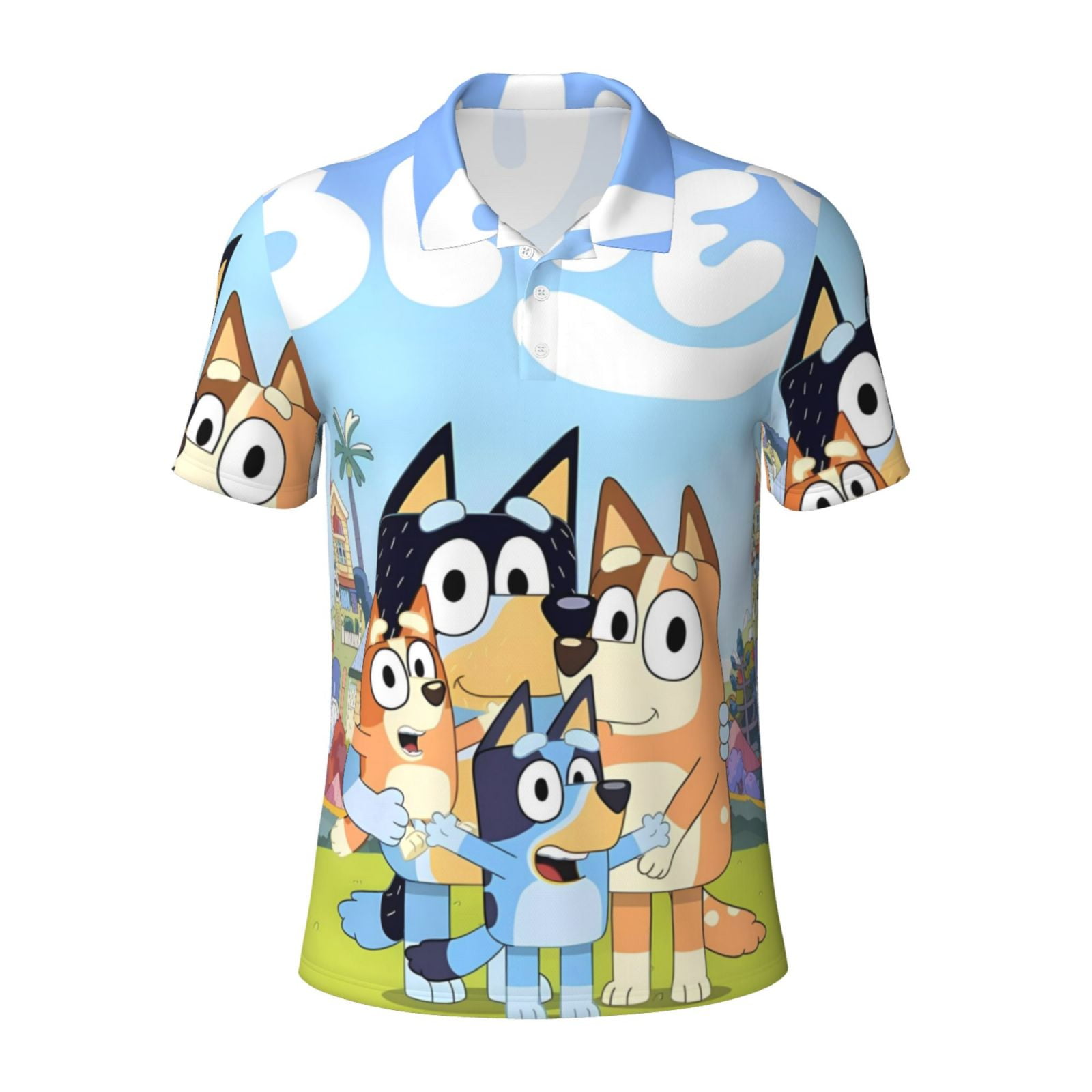 Horeoi Bluey Print Mens Golf Shirt Moisture Wicking Quick-Dry Print ...