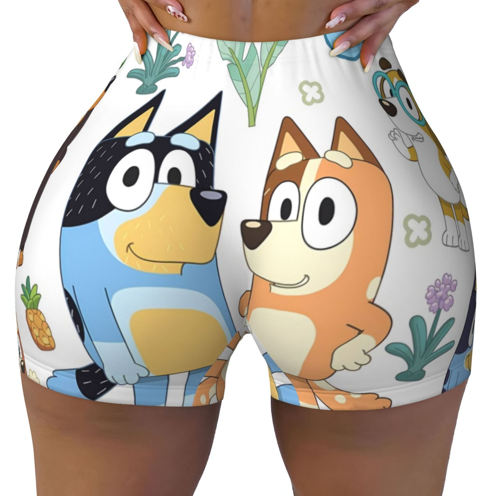 Horeoi Bluey Print Workout Shorts for Women Seamless Scrunch Short Gym ...