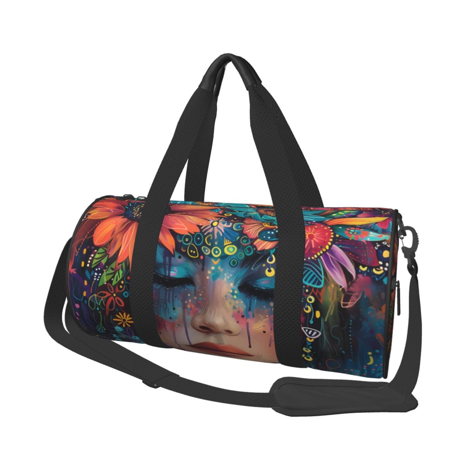 Horeoi Bohemian Colorful Flower Woman Print Foldable Travel Duffle Bag ...