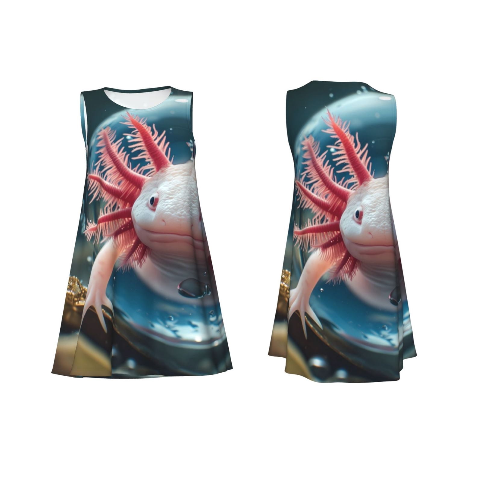Horeoi Bubbles Axolotl Fantasy Print Women's Sleeveless Dress Cotton ...