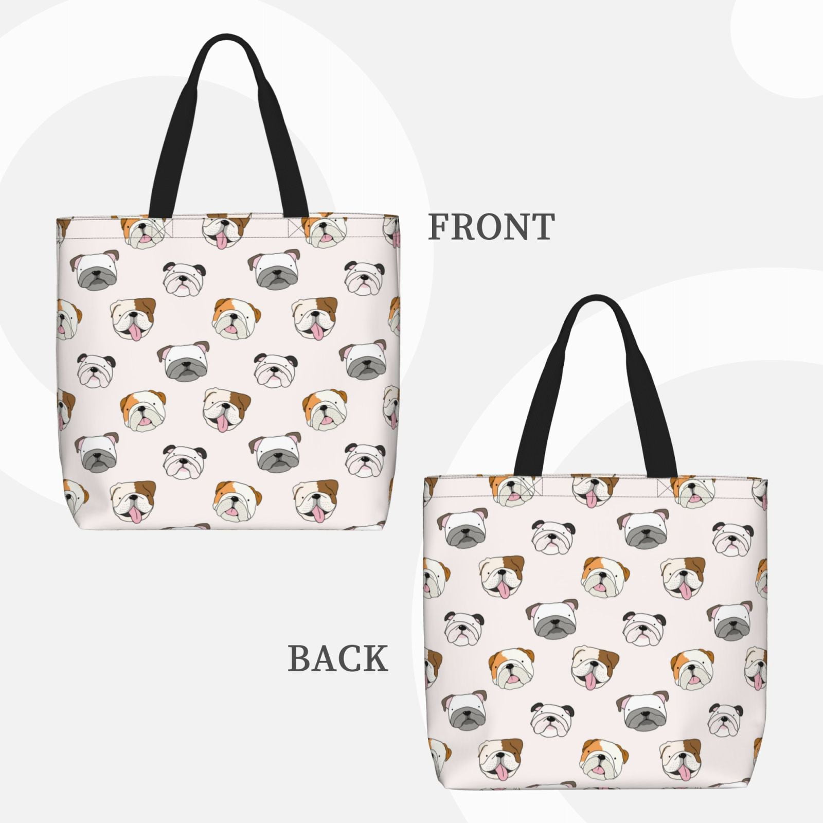 Horeoi Bulldog Face for Reinforced Shoulder Tote Bag Scratch-Proof ...