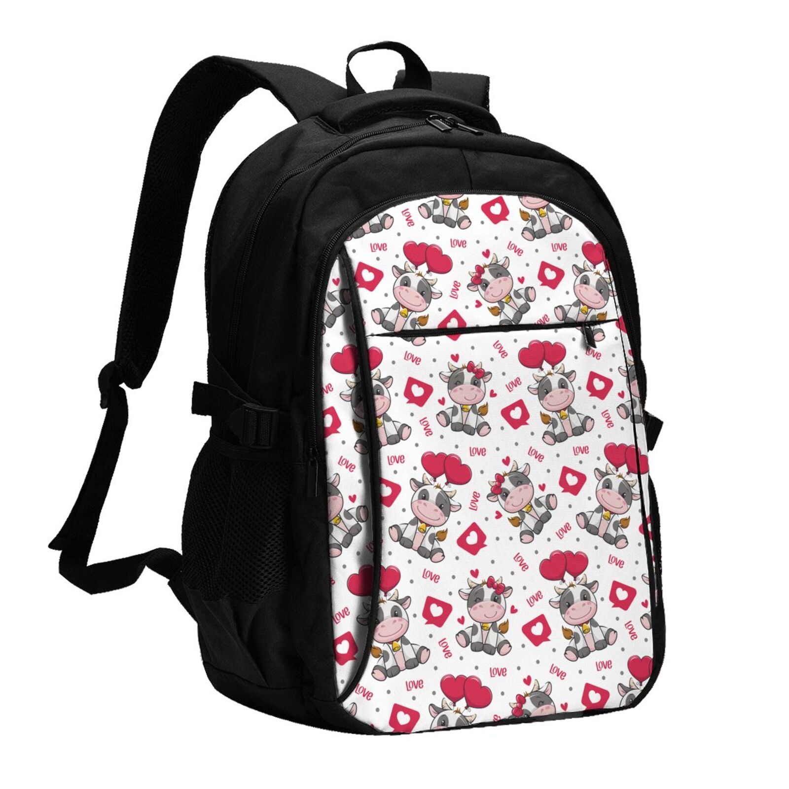 Horeoi Caring Cow Print USB Backpack for Travel School Work with Laptop ...