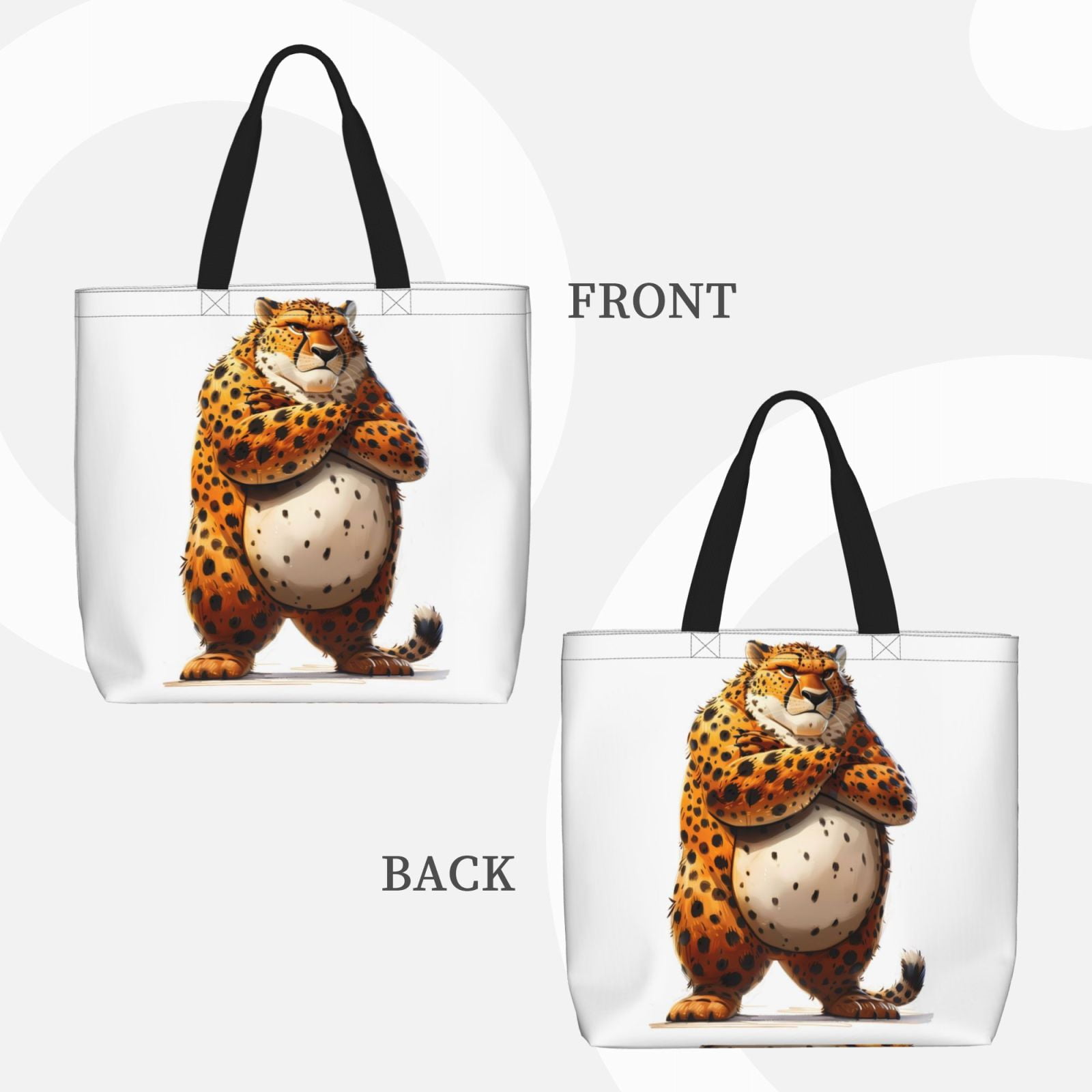 Horeoi Cartoon Cheetah With Attitude for Reinforced Shoulder Tote Bag ...