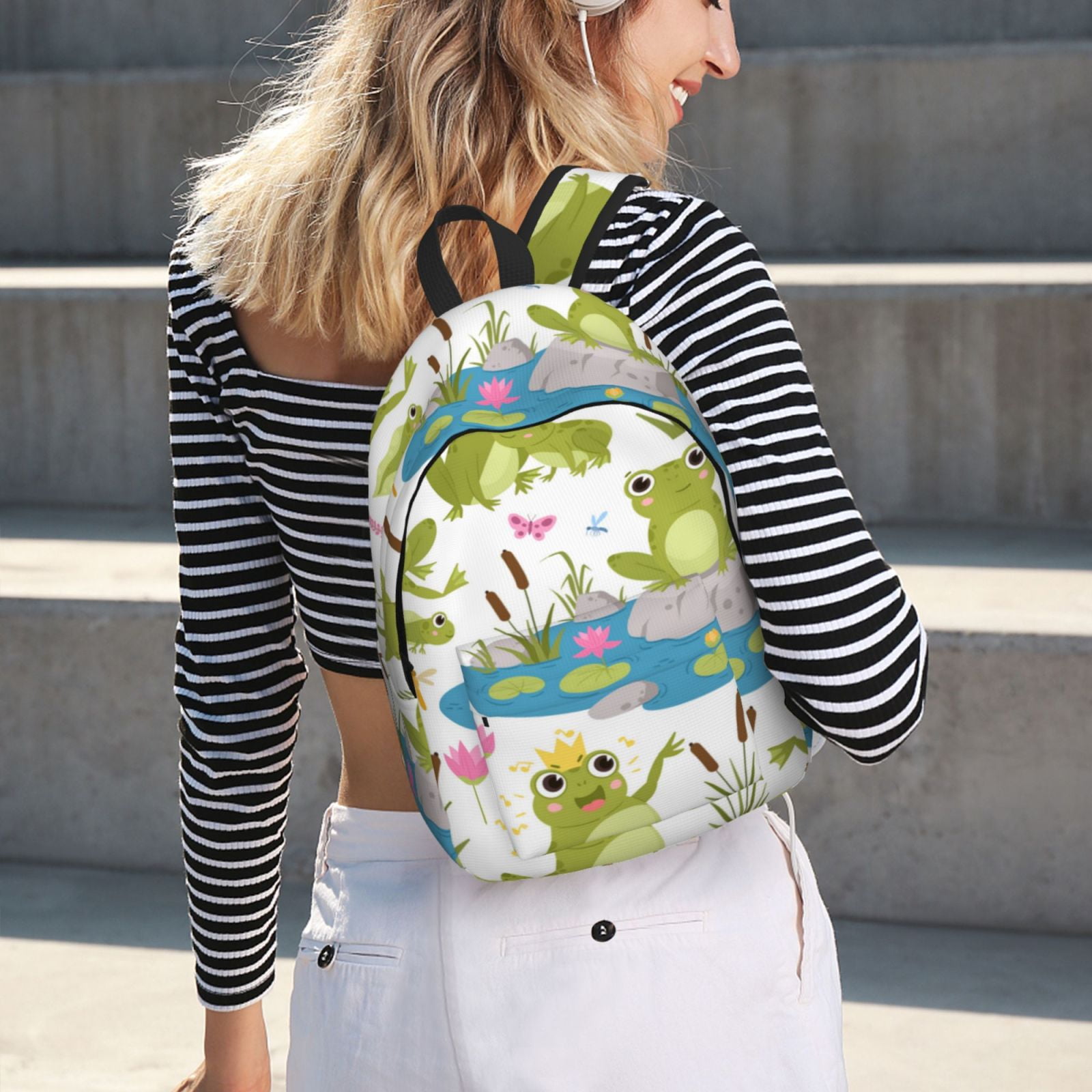 Horeoi Cartoon Frogs for Canvas Backpack for School Outdoor Travel Use ...