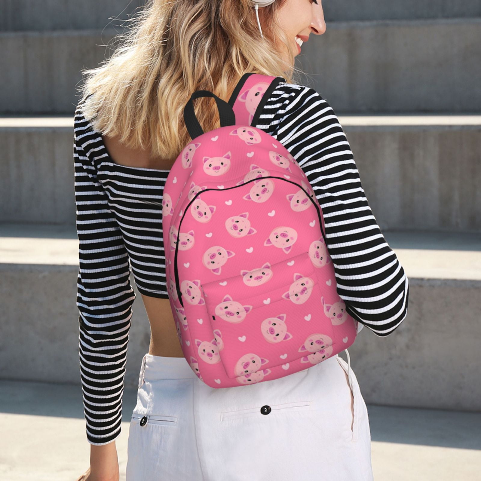 Horeoi Cartoon Pigs and Hearts for Canvas Backpack for School Outdoor ...