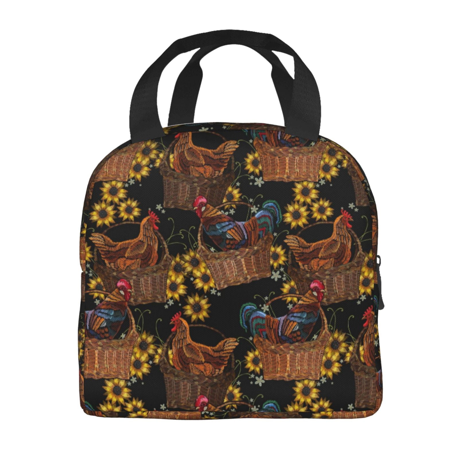 Horeoi Chicken Rooster Pattern Lunch Bag for Work Picnic Travel Use ...