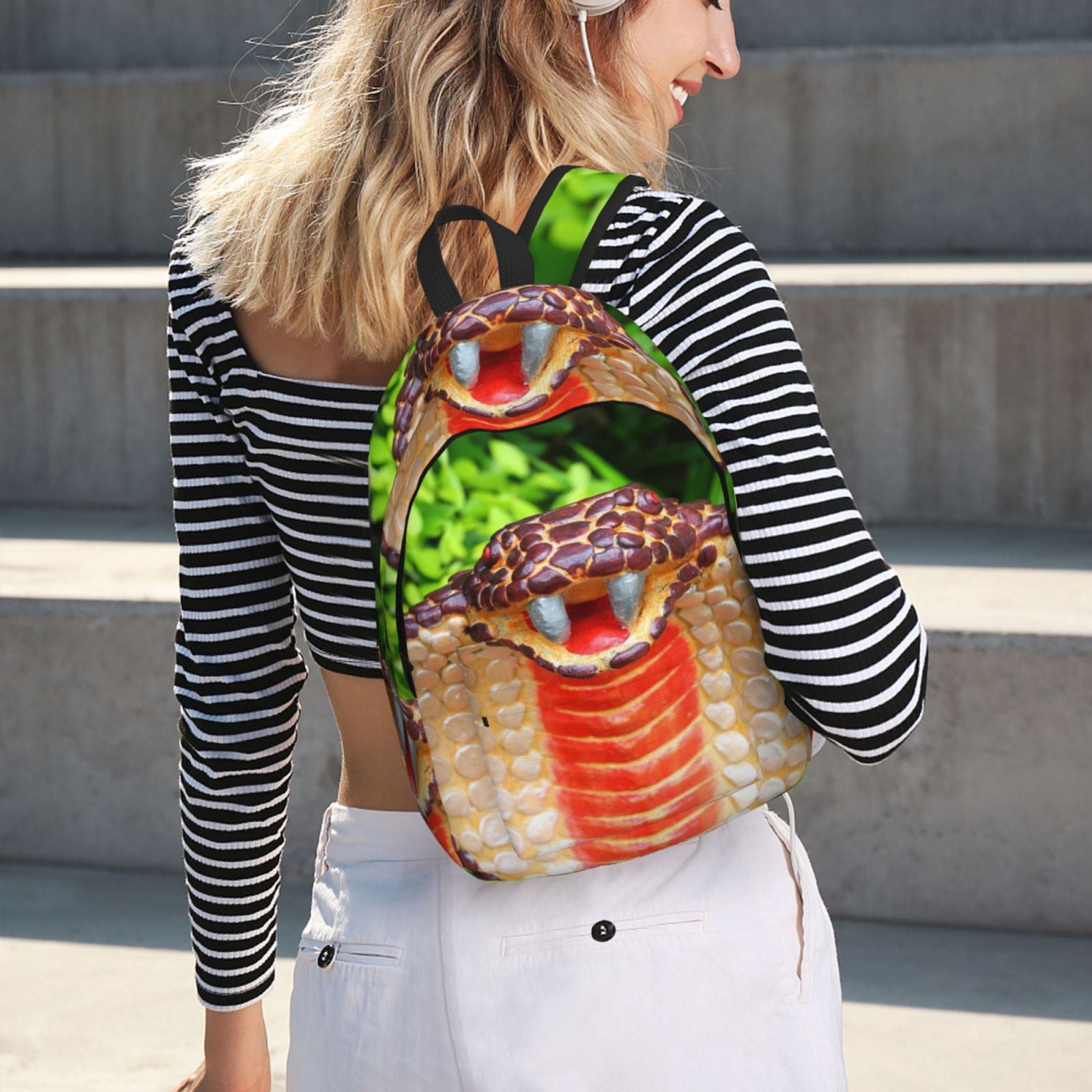 Horeoi Cobra Snake for Canvas Backpack for School Outdoor Travel Use ...