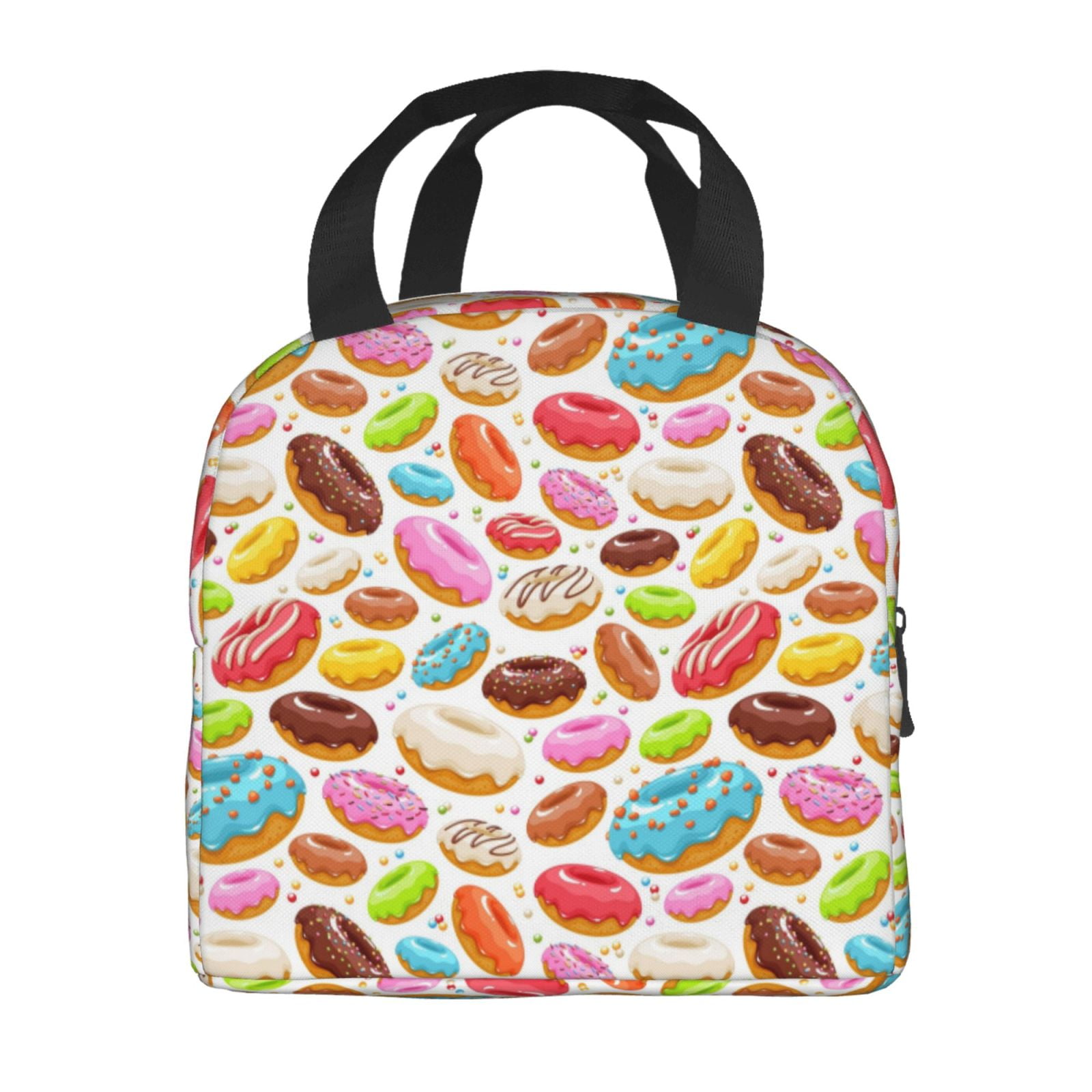 Horeoi Color Donut Pattern Lunch Bag for Work Picnic Travel Use Thermal ...