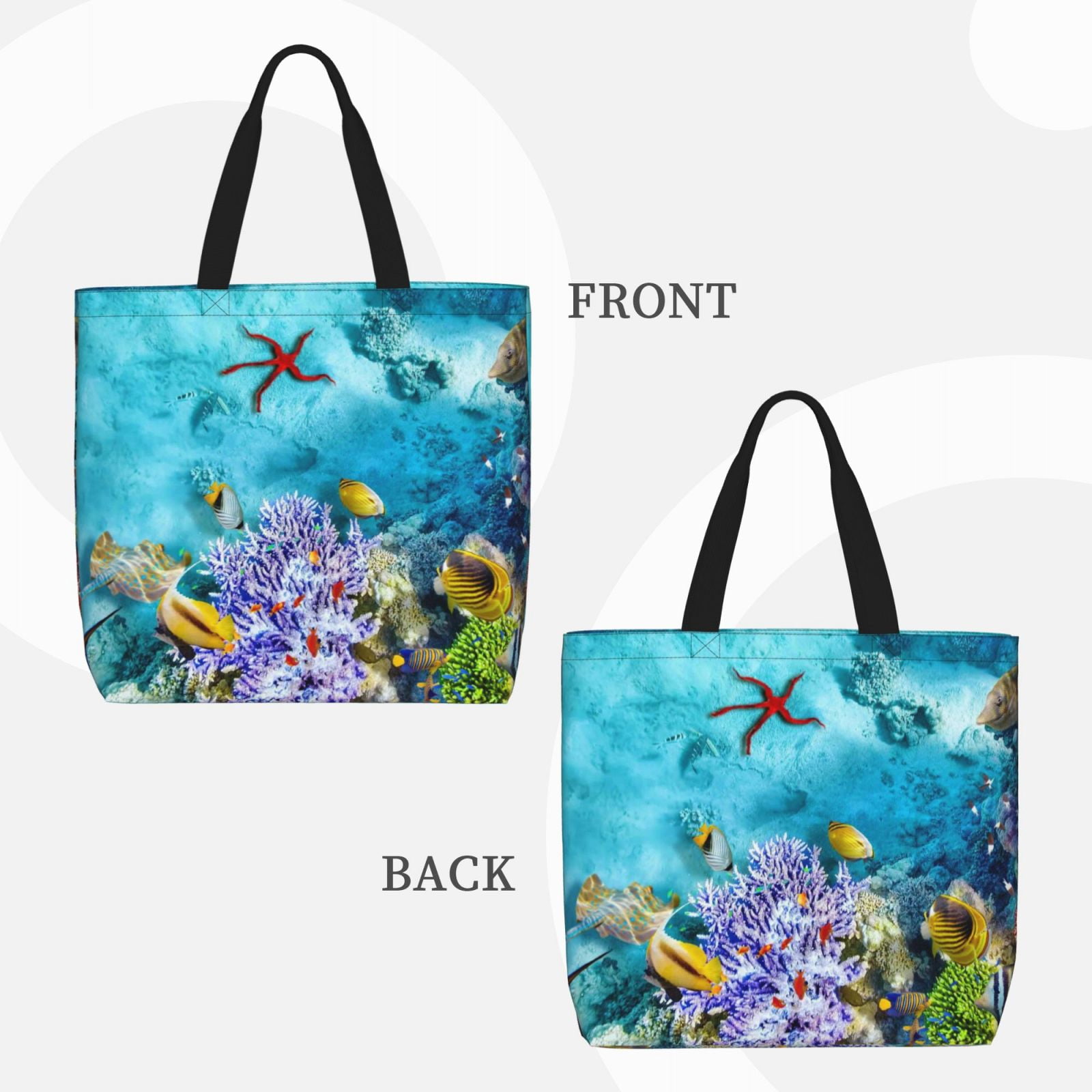 Horeoi Corals and Tropical Fish for Reinforced Shoulder Tote Bag ...