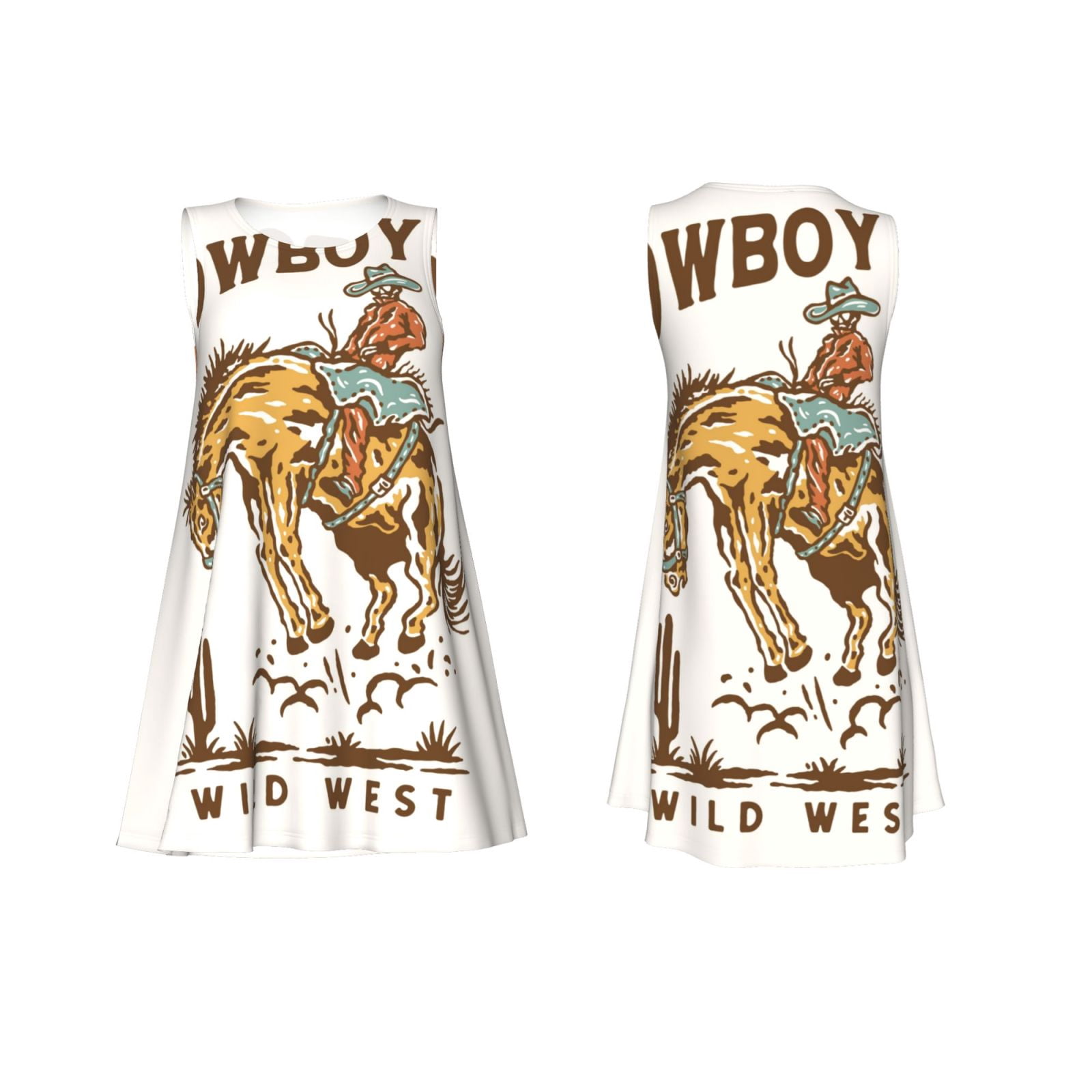 Horeoi Cowboy Up Vintage Wild West Print Women's Sleeveless Dress ...