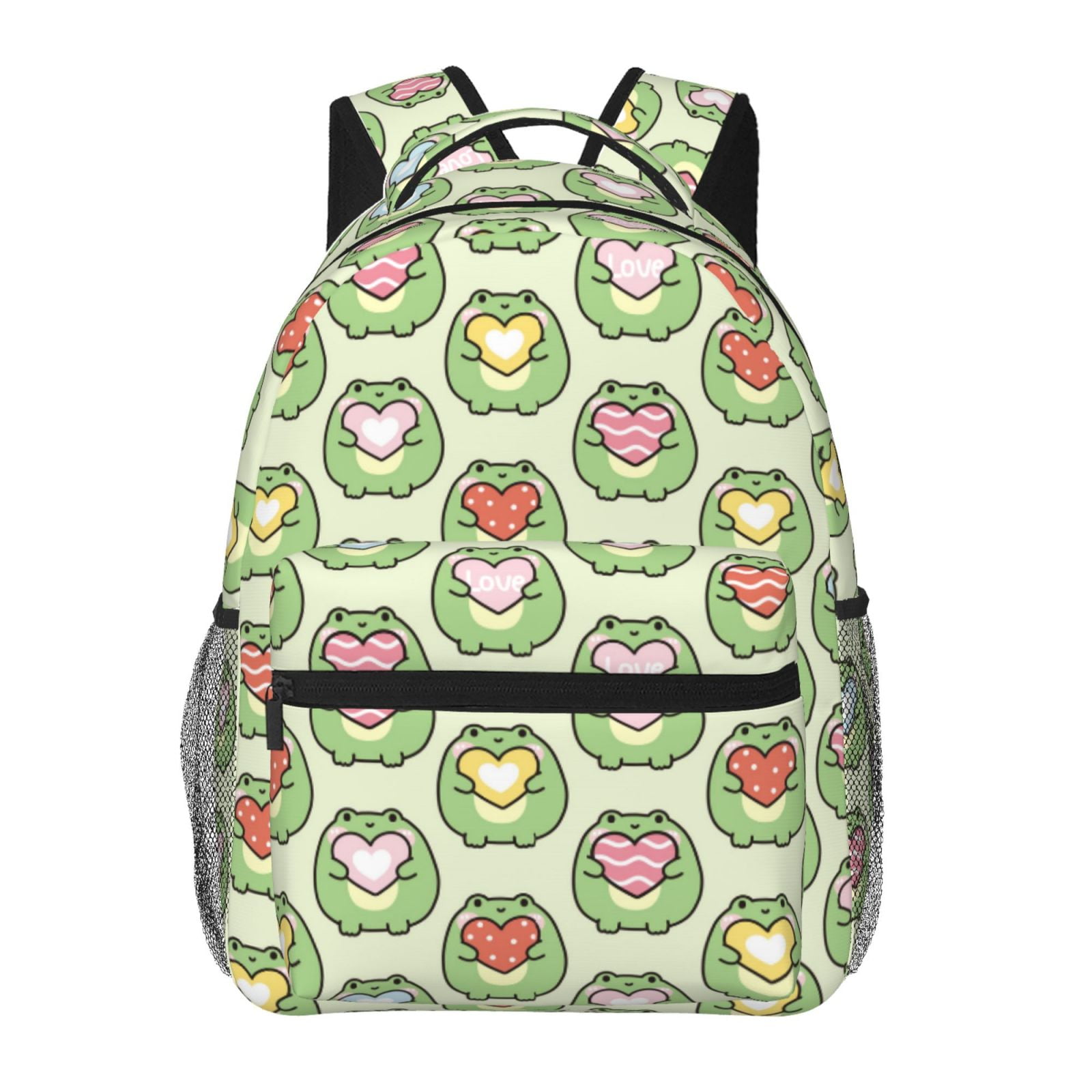 Horeoi Cute Chubby Frog Print Eco-Friendly Lightweight Student Backpack ...