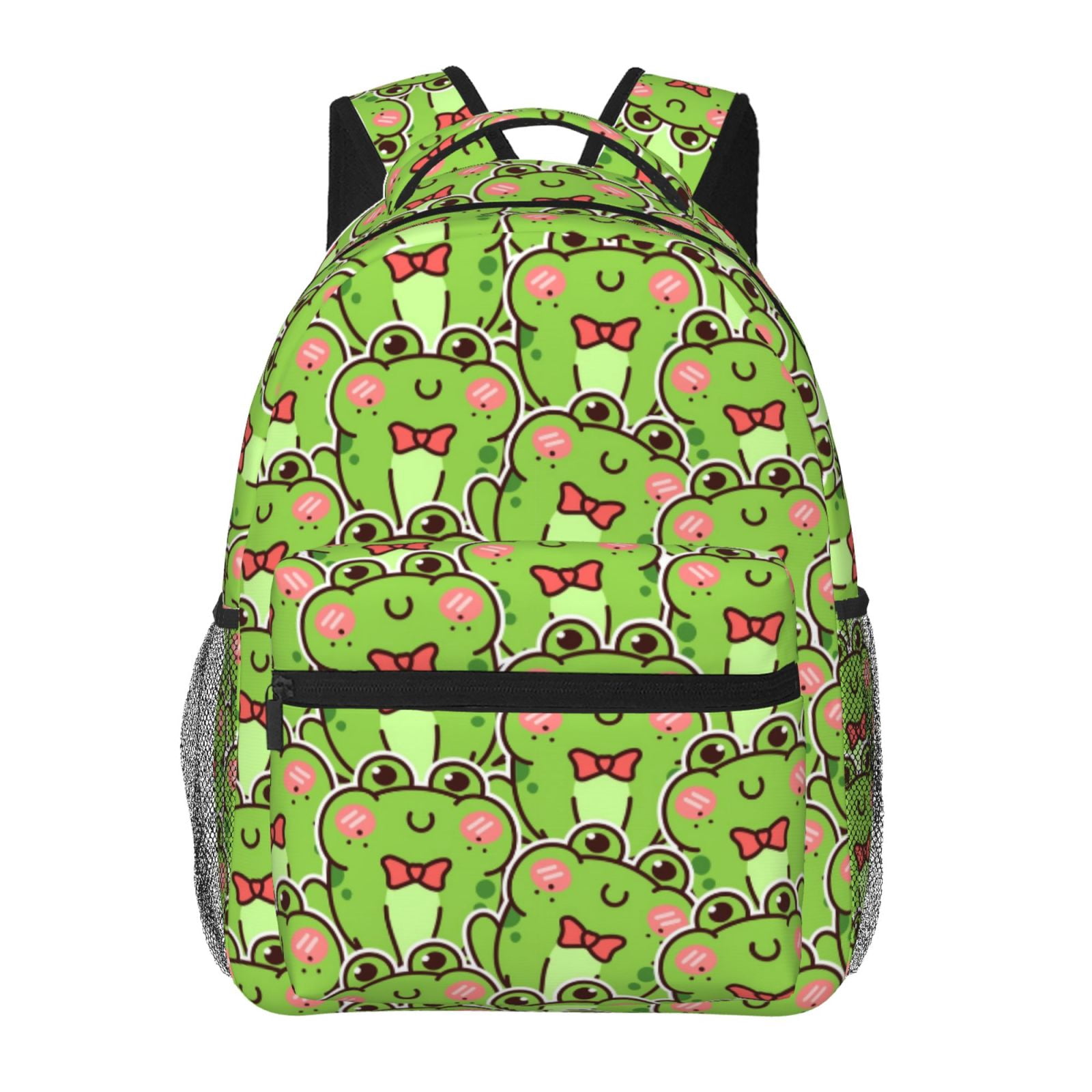 Horeoi Cute Green Frog Print Eco-Friendly Lightweight Student Backpack ...