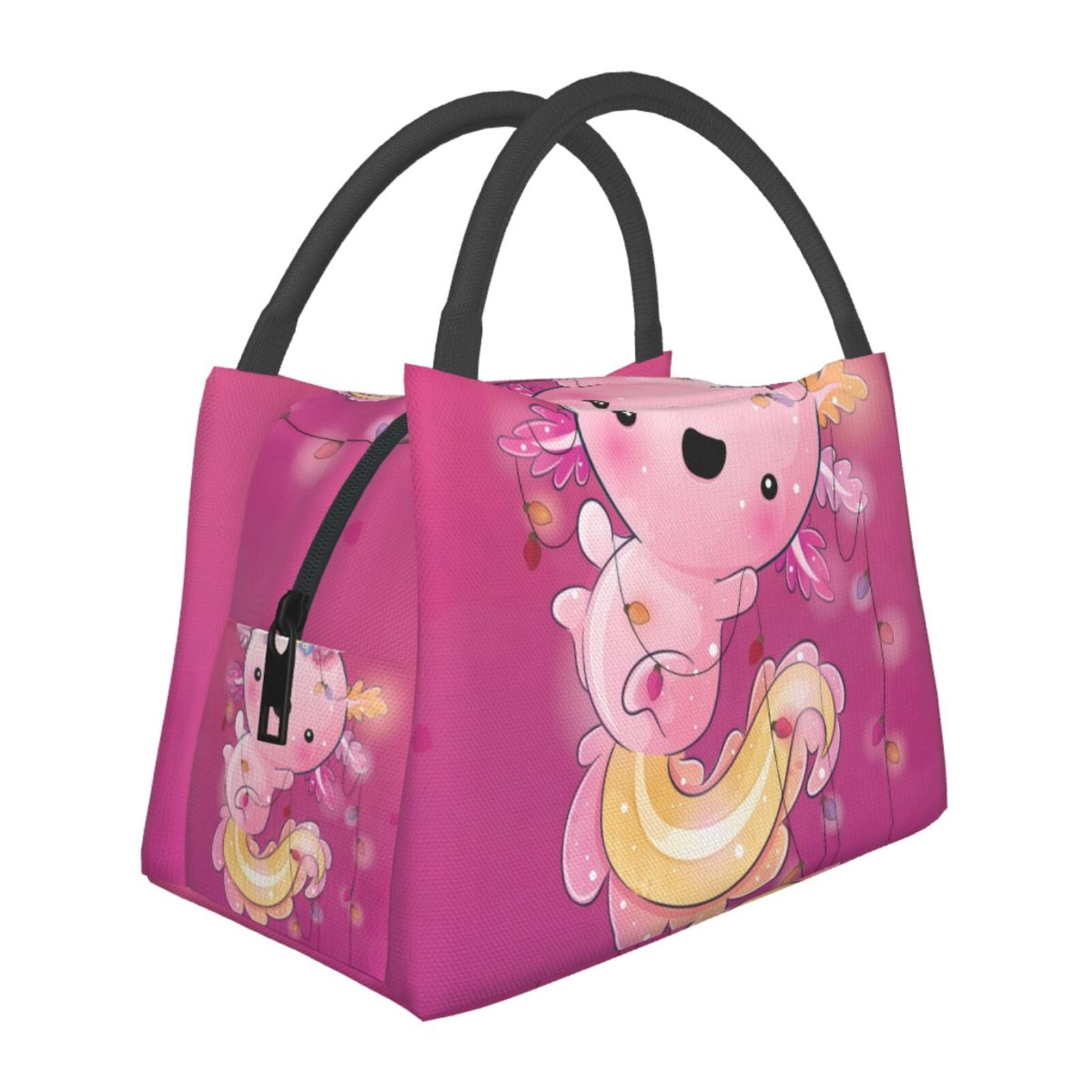 Horeoi Cute Pink Axolotl A Pattern Portable Insulation Bag for Work ...