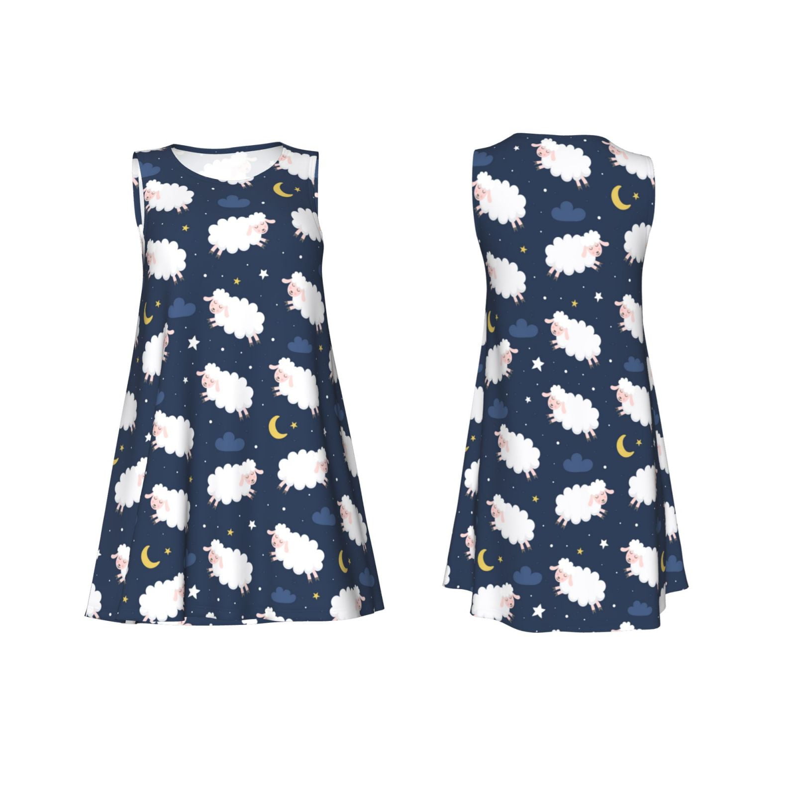 Horeoi Cute Sheep 1 Print Women's Sleeveless Dress Cotton-like Flared ...