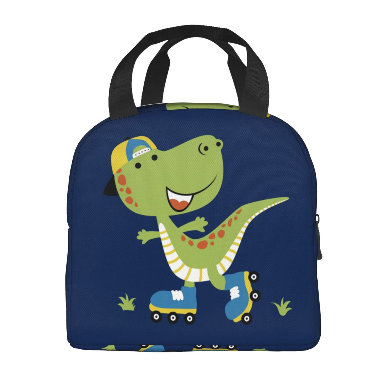 Horeoi Dino Playing Roller Skate Pattern Lunch Bag for Work Picnic ...