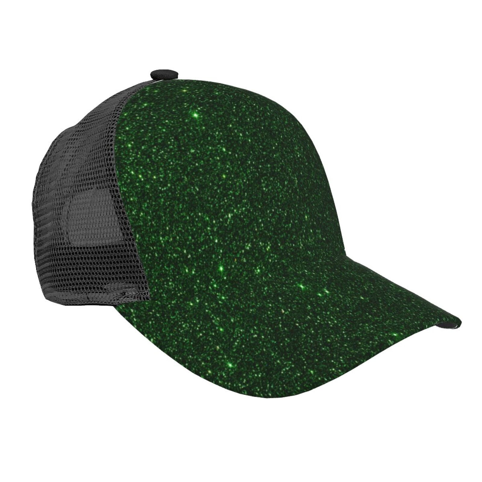 Horeoi Emerald Green Sparkling Pattern Baseball Cap, Retro Adjustable ...