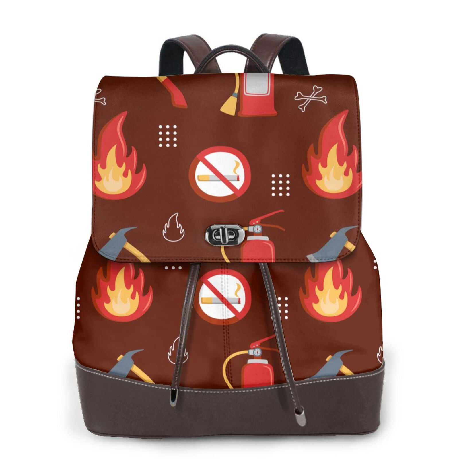 Horeoi Fire Extinguisher for Womens Leather Backpack for School Travel ...