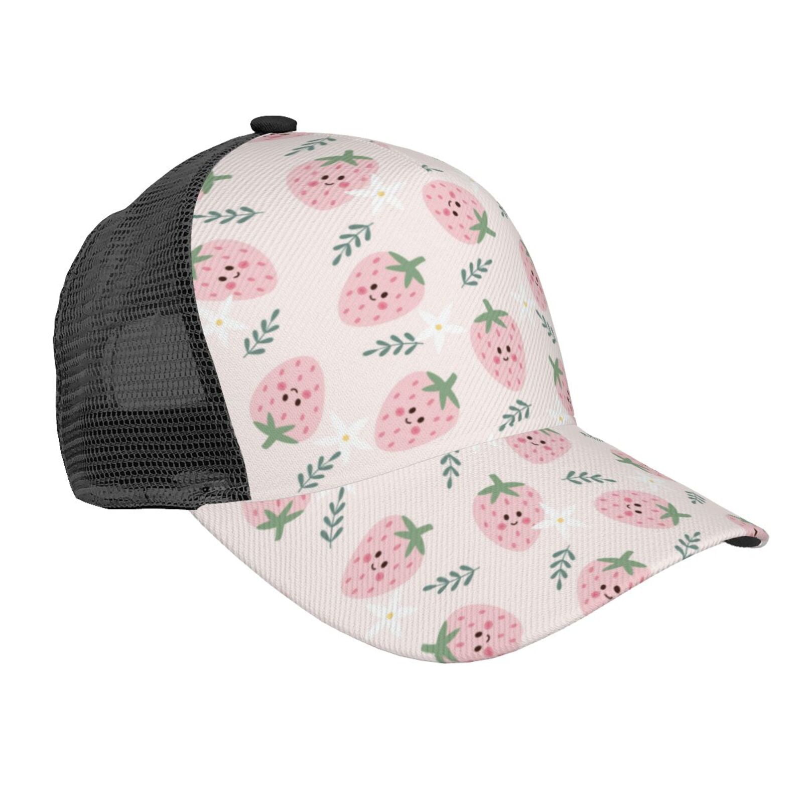 Horeoi Floral Strawberr Pattern Baseball Cap, Retro Adjustable Dad Hats ...