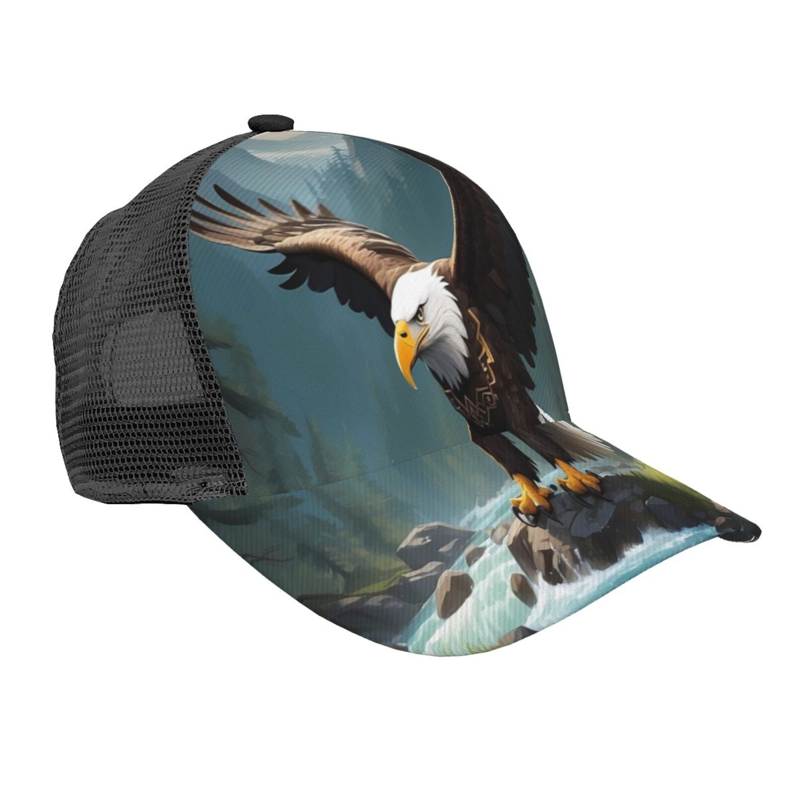 Horeoi Forest River Bald Eagle Pattern Baseball Cap, Retro Adjustable ...