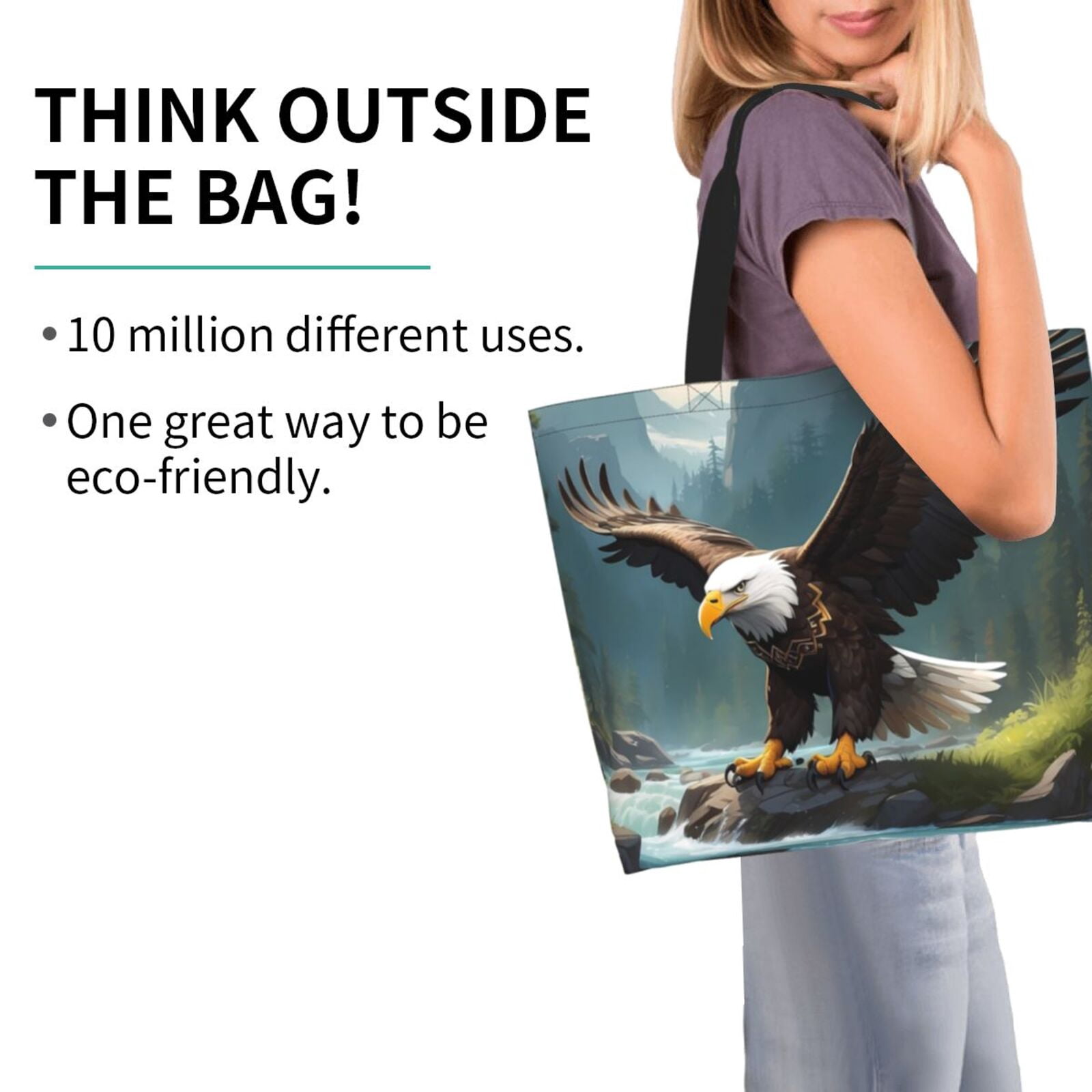 Horeoi Forest River Bald Eagle Pattern Minimalist Crossbody Bag for ...