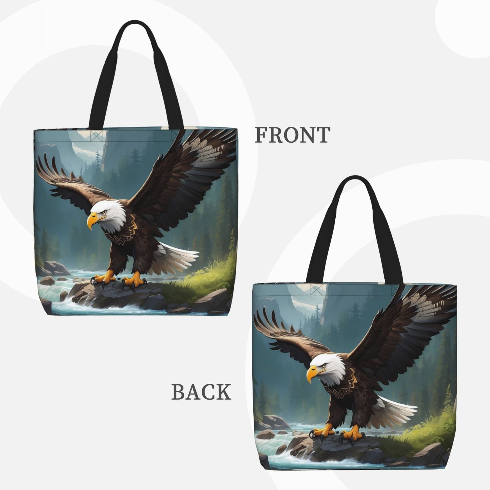 Horeoi Forest River Bald Eagle for Reinforced Shoulder Tote Bag Scratch ...