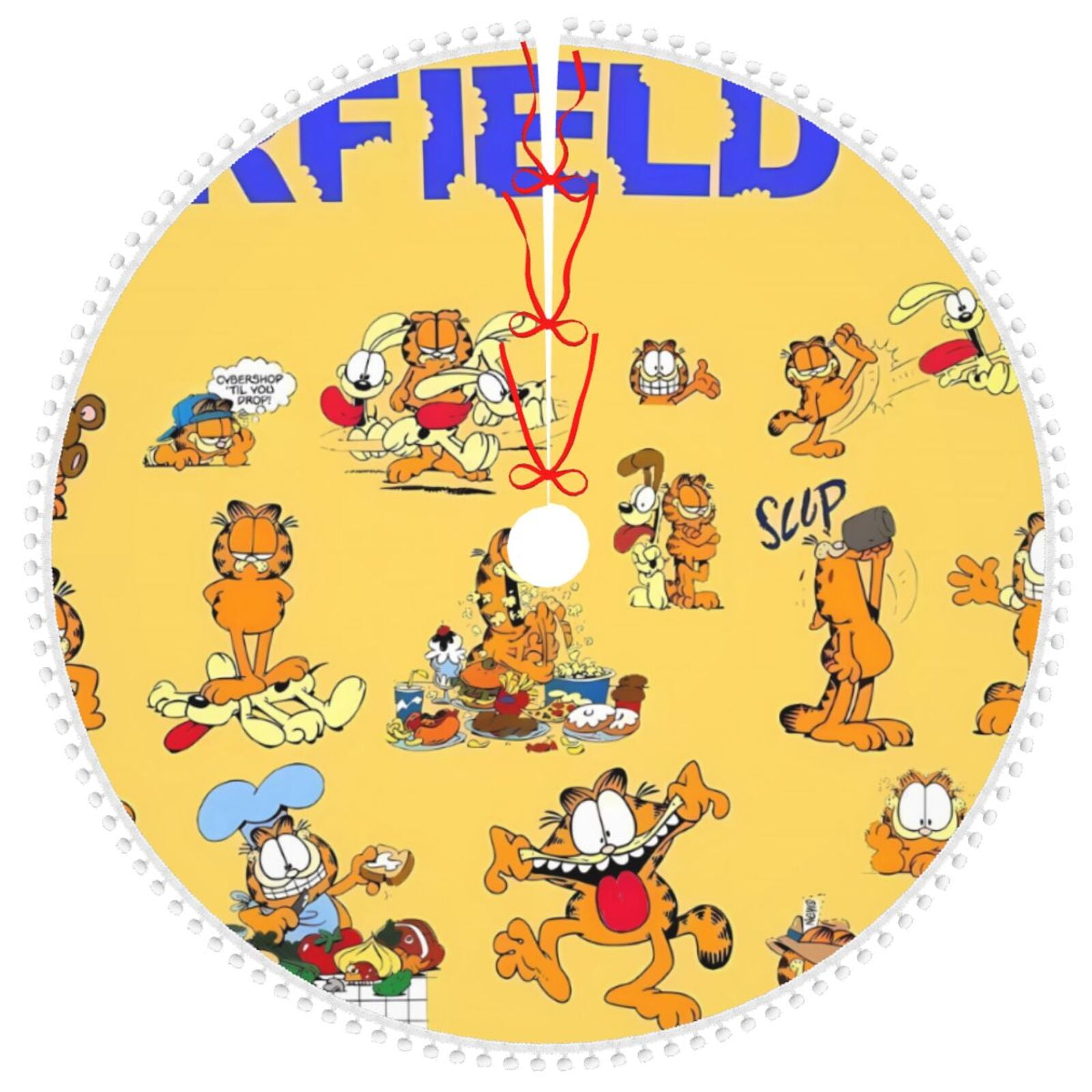 Horeoi Garfield Print Christmas Rug for 6Ft Tree, Rustic Farmhouse ...
